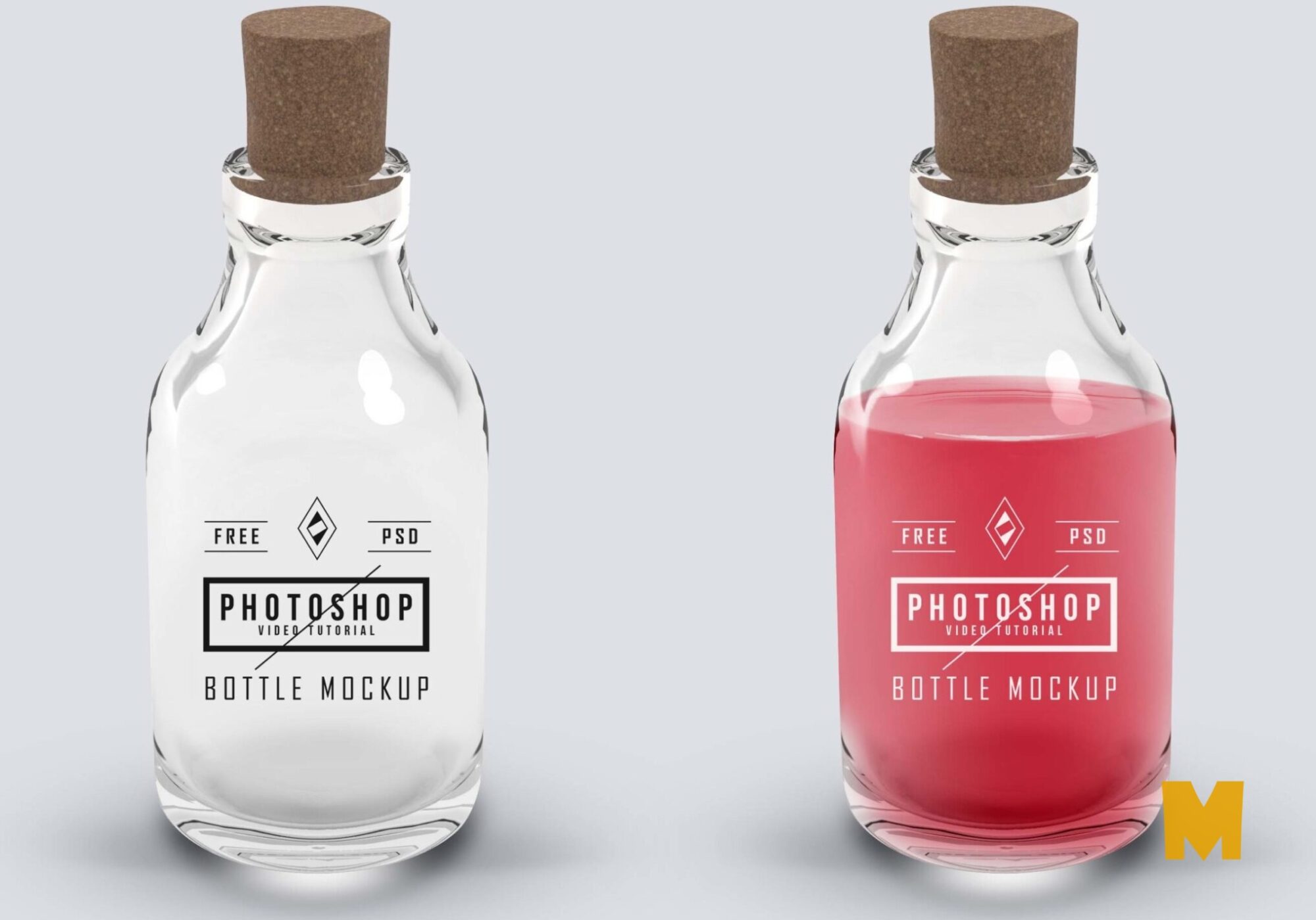Free Glass Bottle PSD Mockup Download