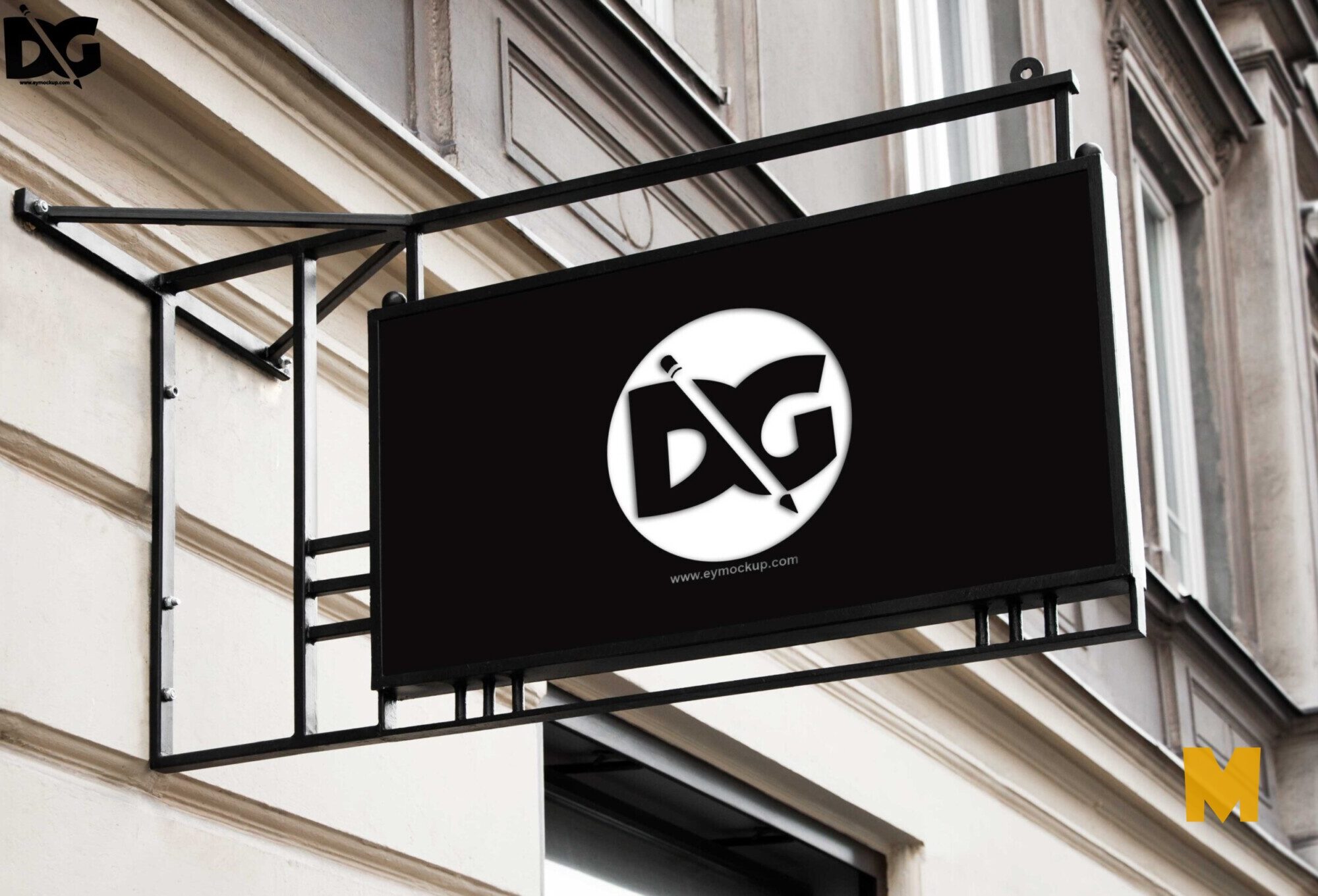 Free Restaurant Sign Board Logo Mockup