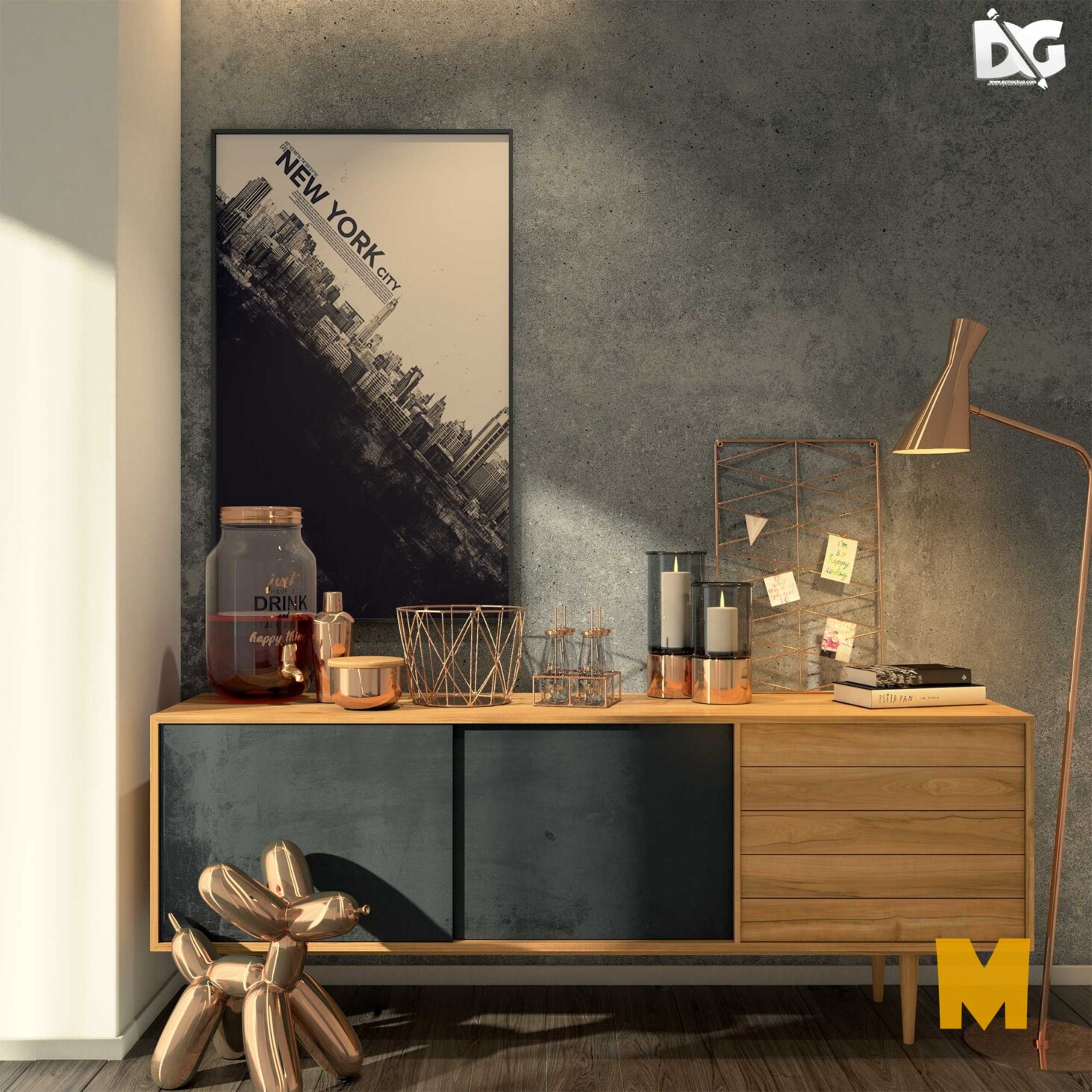 Free Dining Room Poster PSD Mockup