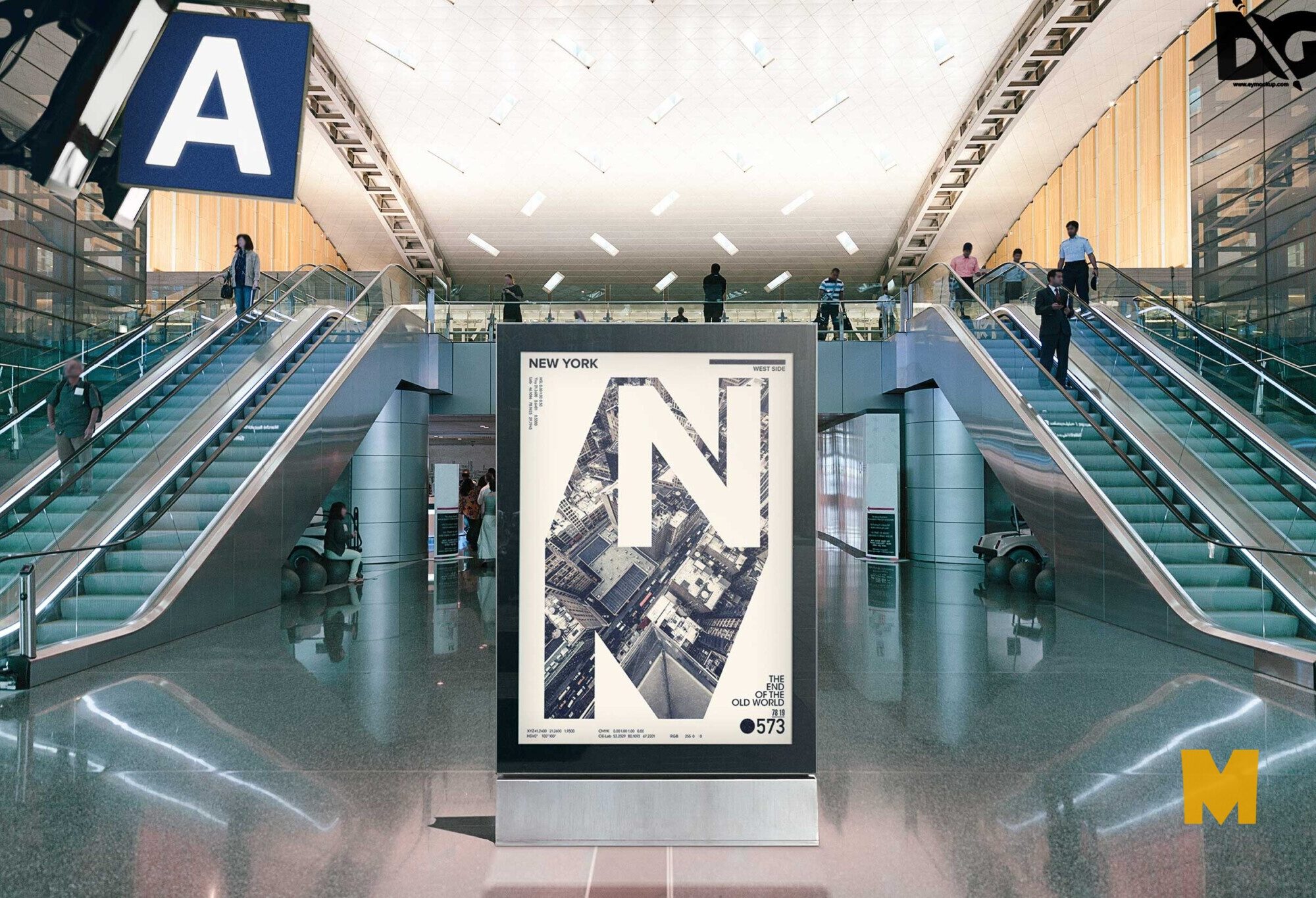 Free Mall Standing Billboard Mockup