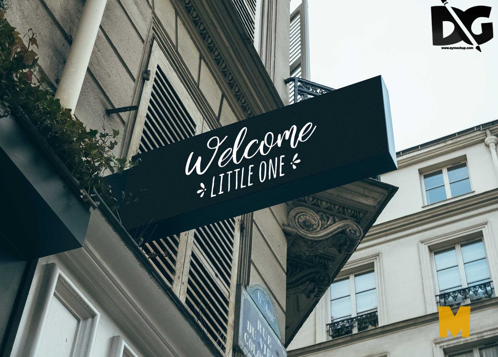 Rectangle Hotel Sign Mockup