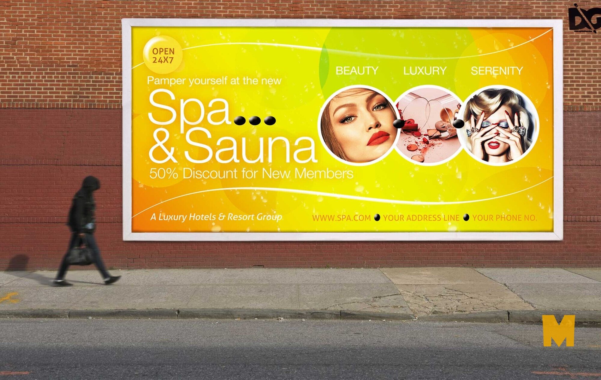 Wall Horizontal Billboard Mockup