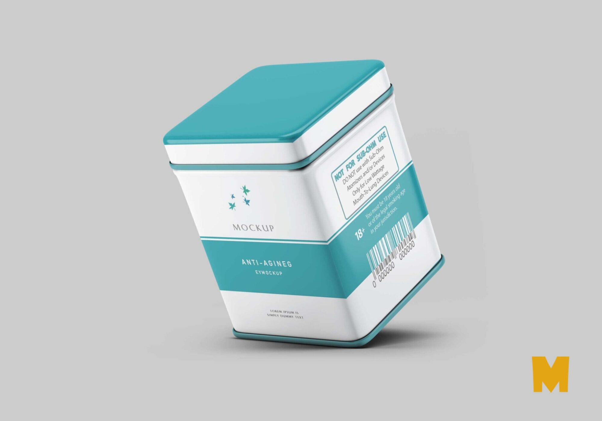 Free Square Tin Can Mockup Download