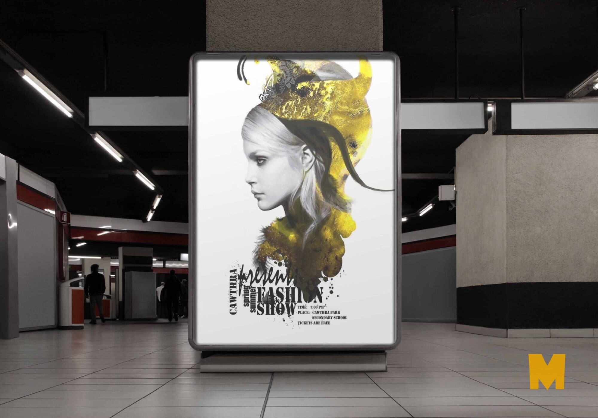 Free Metro Station Poster Mockup
