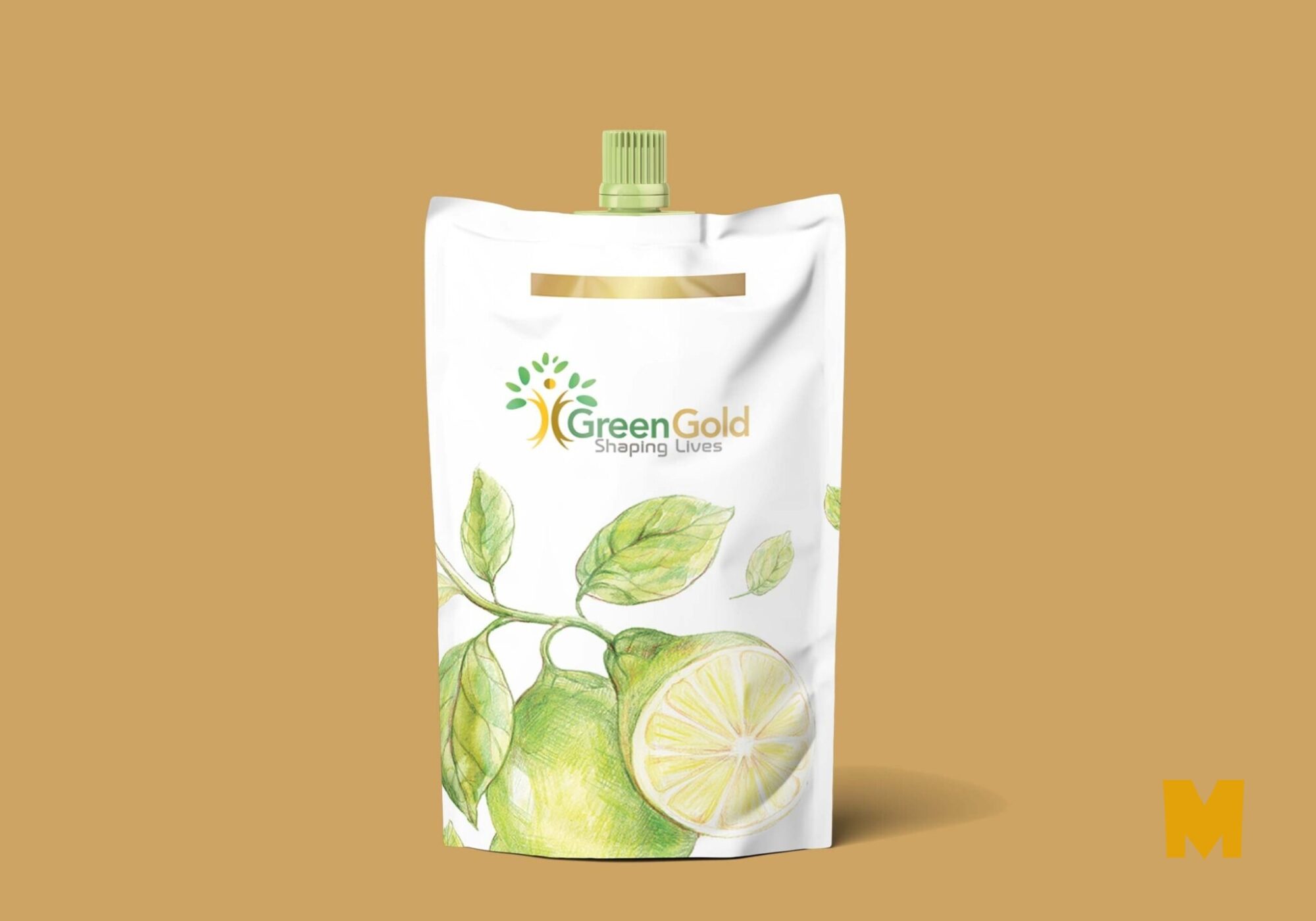 Green Oil Pouch Label Mockup