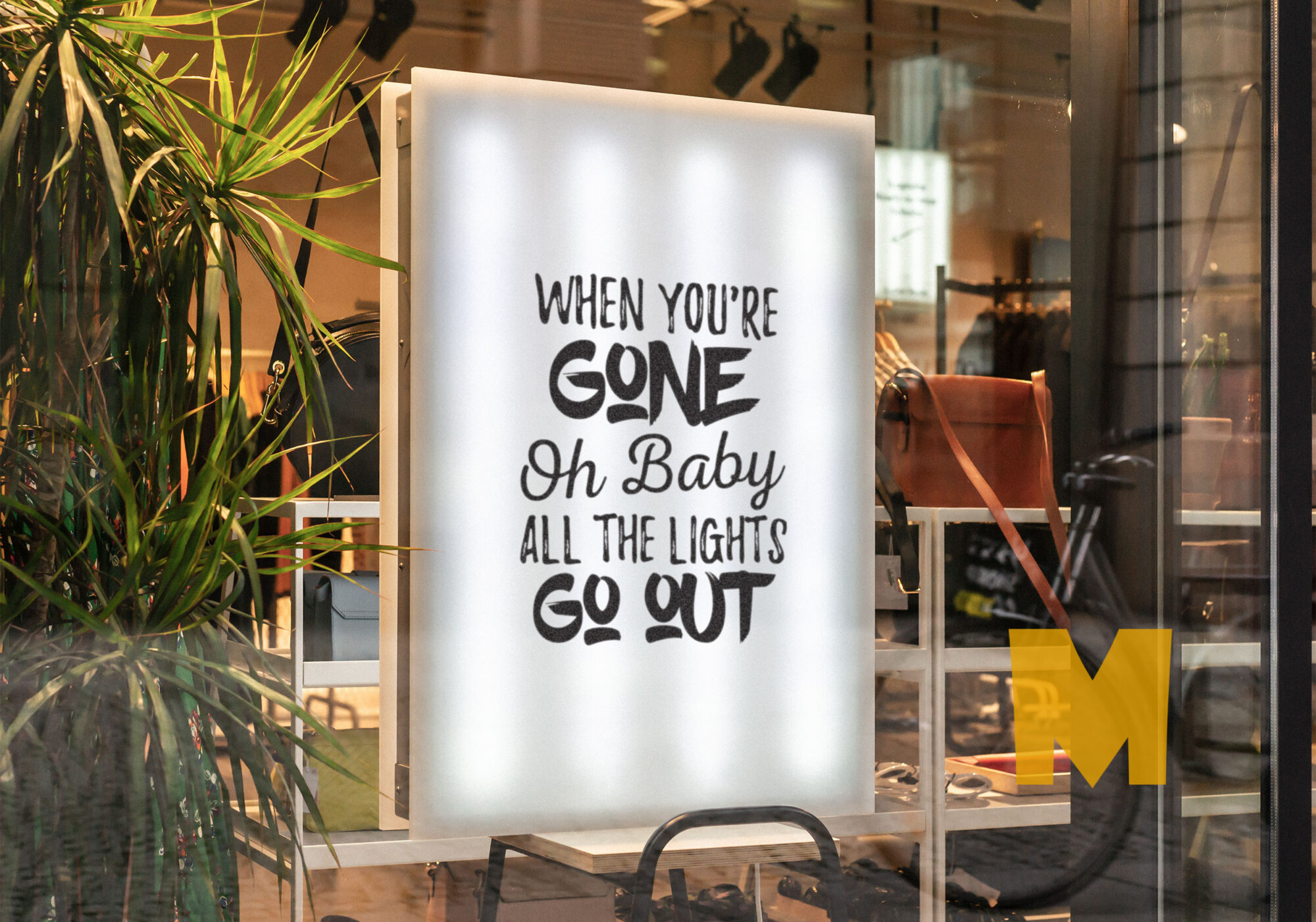 Free Outdoor Restaurant Light Board Mockup