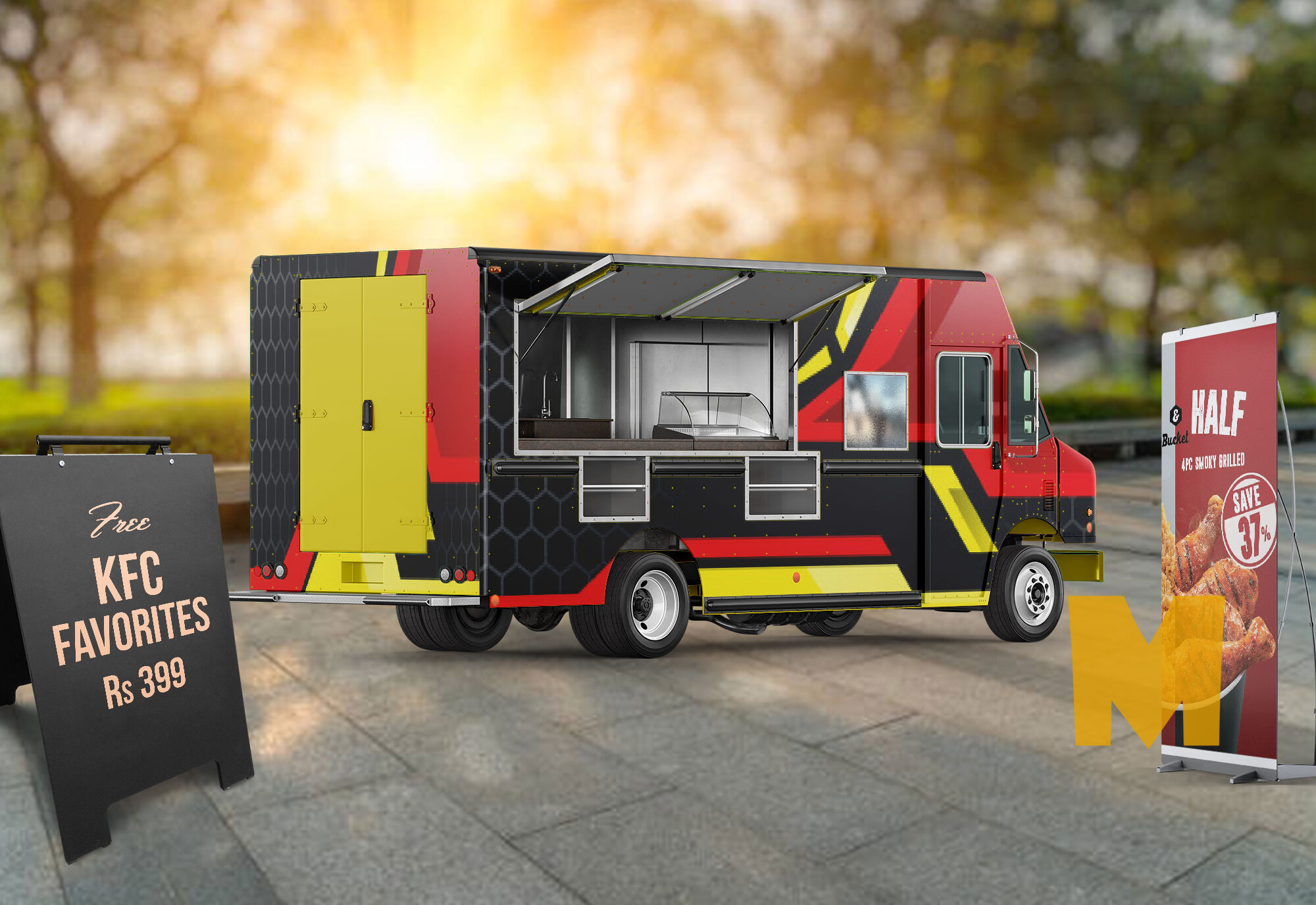 Free Food Van Mockup for Designers