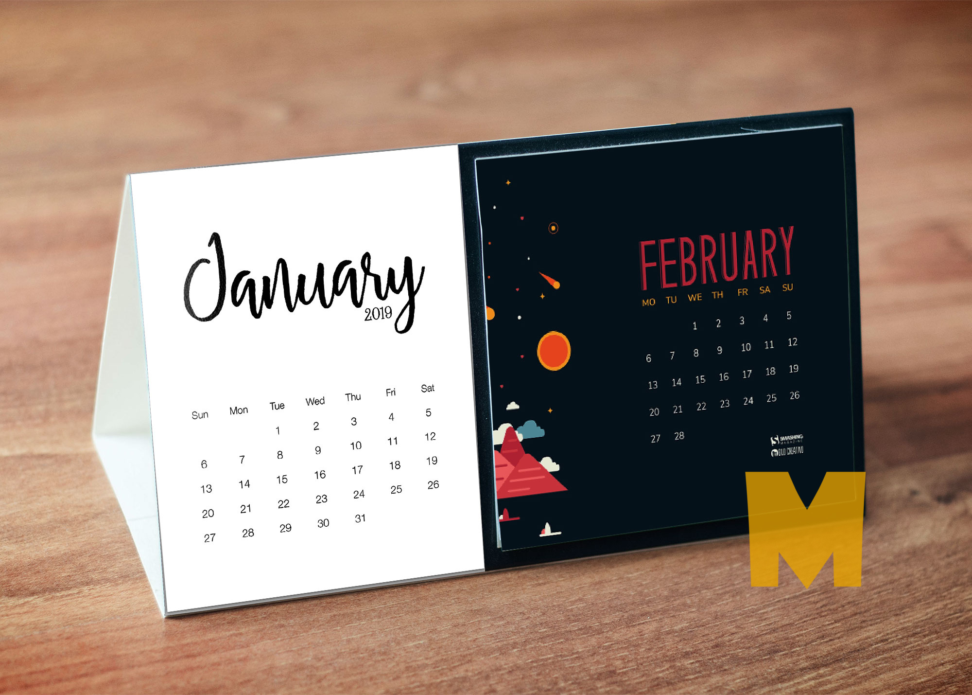 Free Desk Calendar Mockup Download