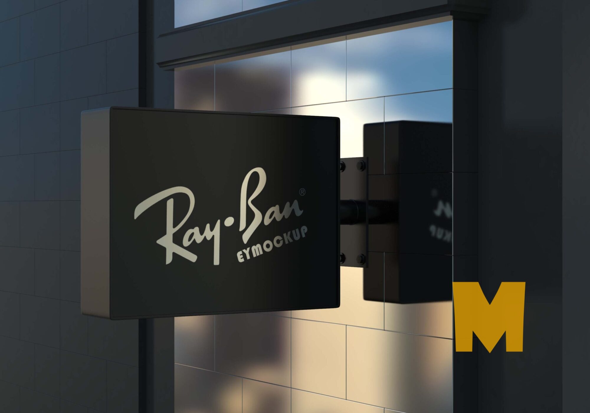 Free Outdoor Hanging Logo Sign Mockup