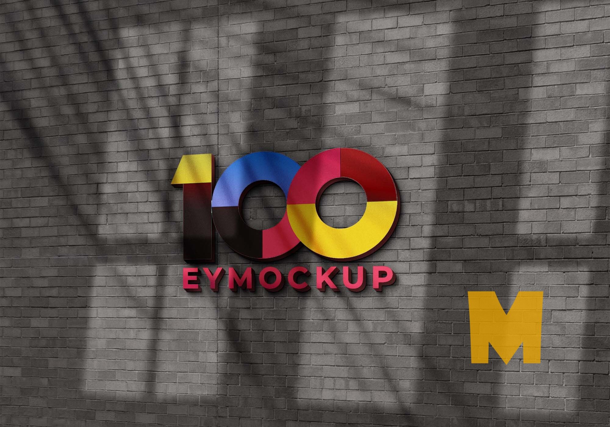 School Wall 3d logo mockup