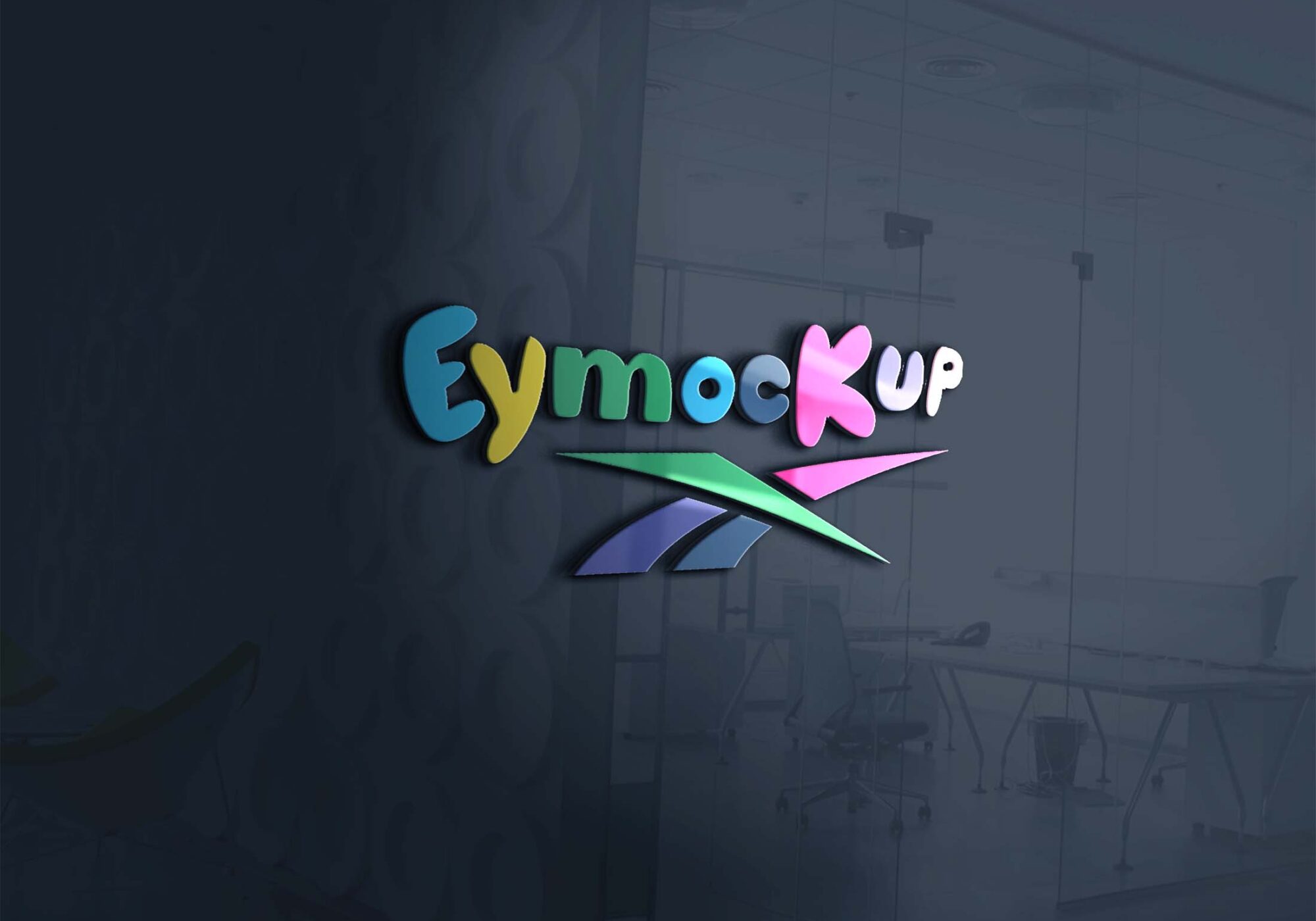 3D Glass Window Logo Design Mockup