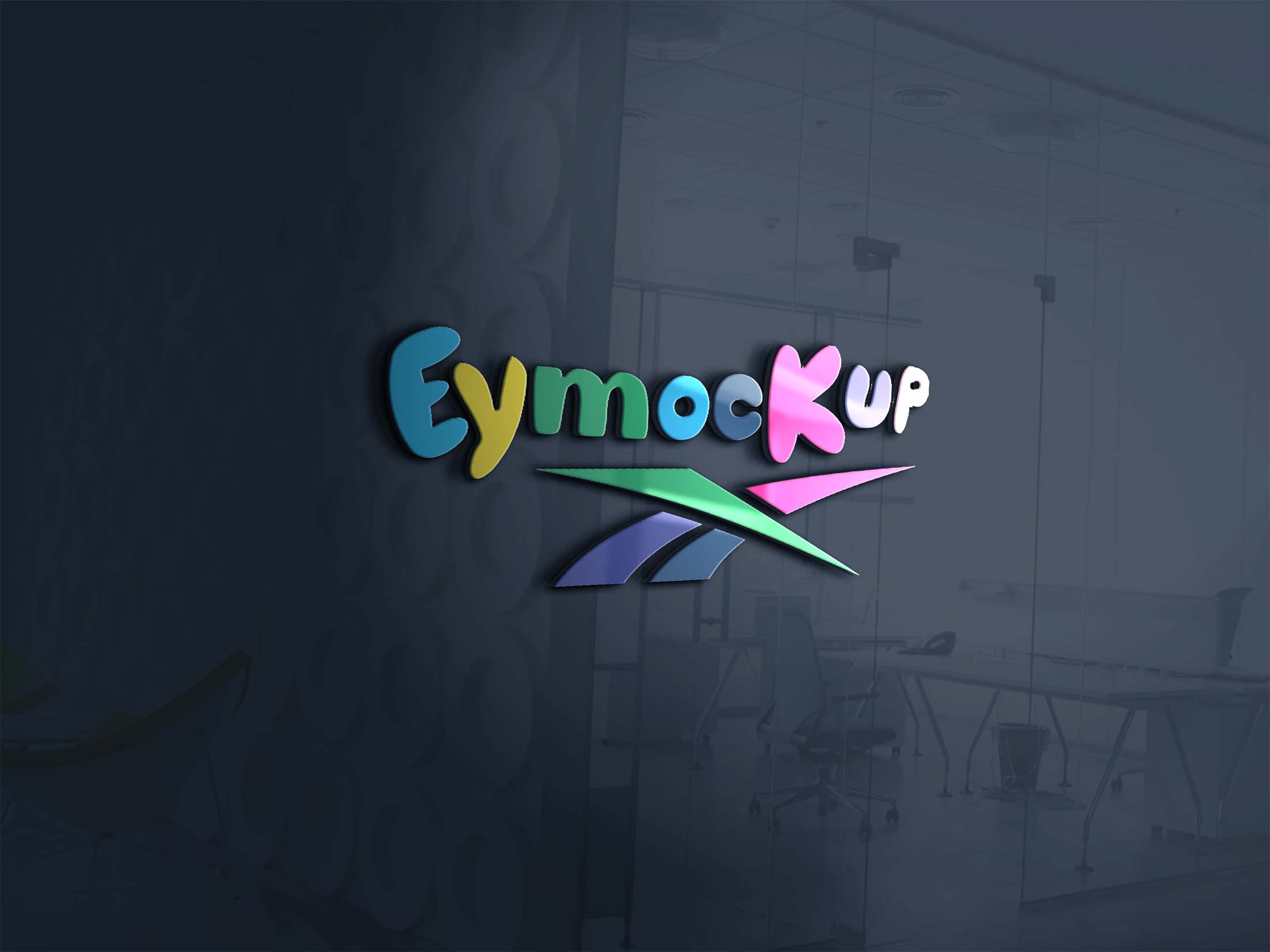 3D Glass Window Logo Design Mockup