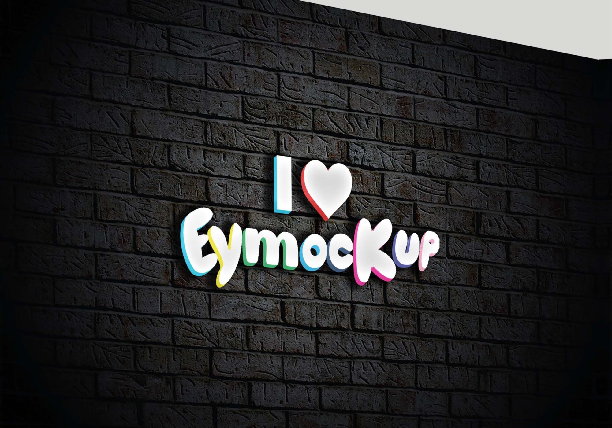 Free Black Wall 3D Logo Mockup Download