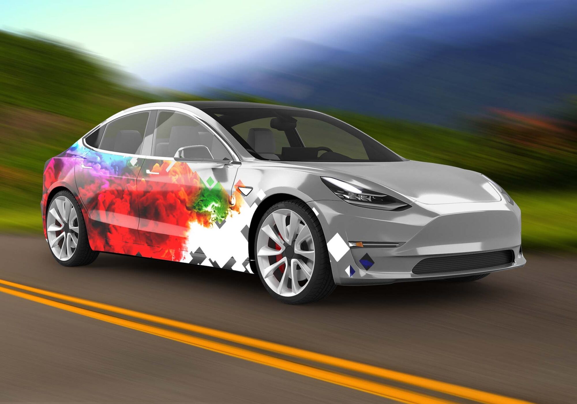 Tesla Car Decal Mockup