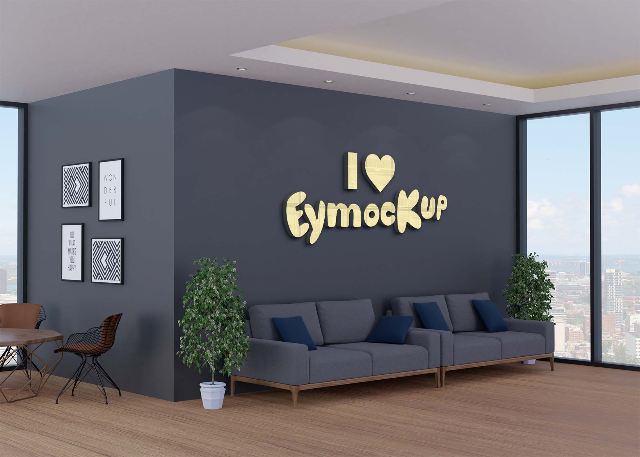 Free 3D Logo Mockup for Offices