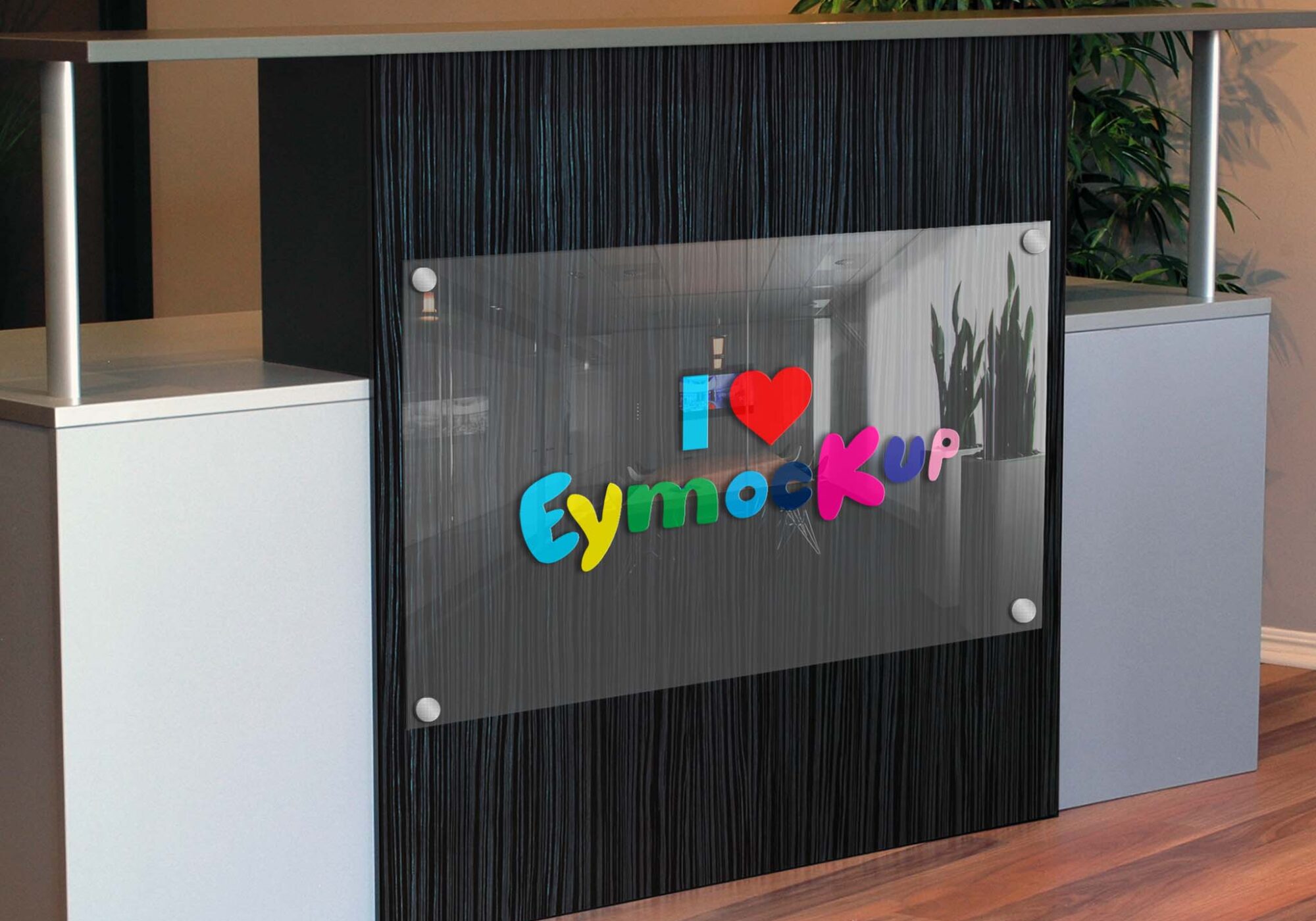 Free Office Reception Mirror Logo Mockup