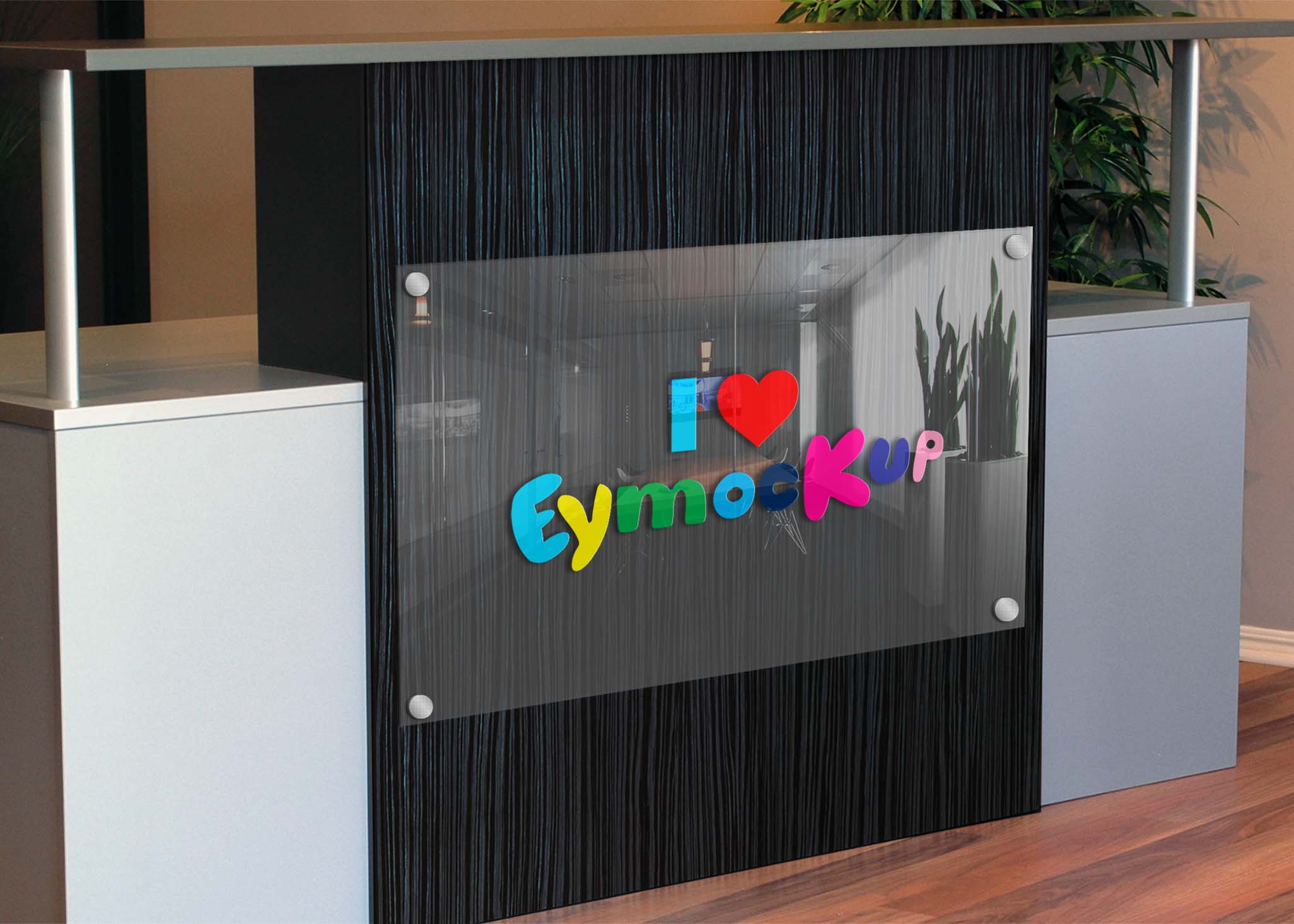 Free Office Reception Mirror Logo Mockup