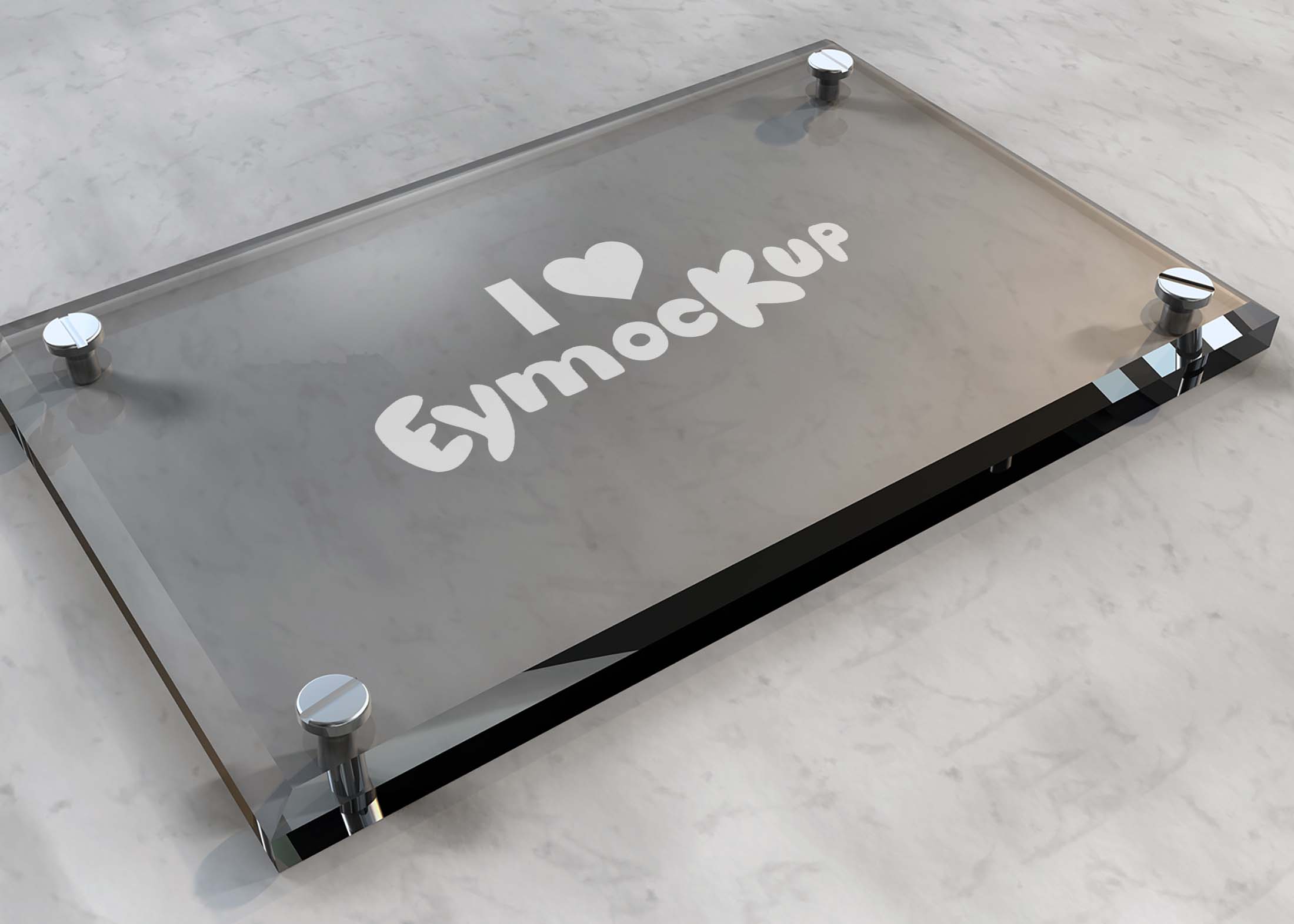 Free Sign Glass Plate Logo Mockup