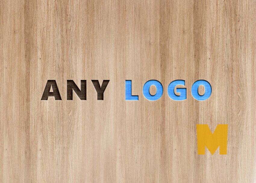 Any Logo Wood Cut Logo Mockup