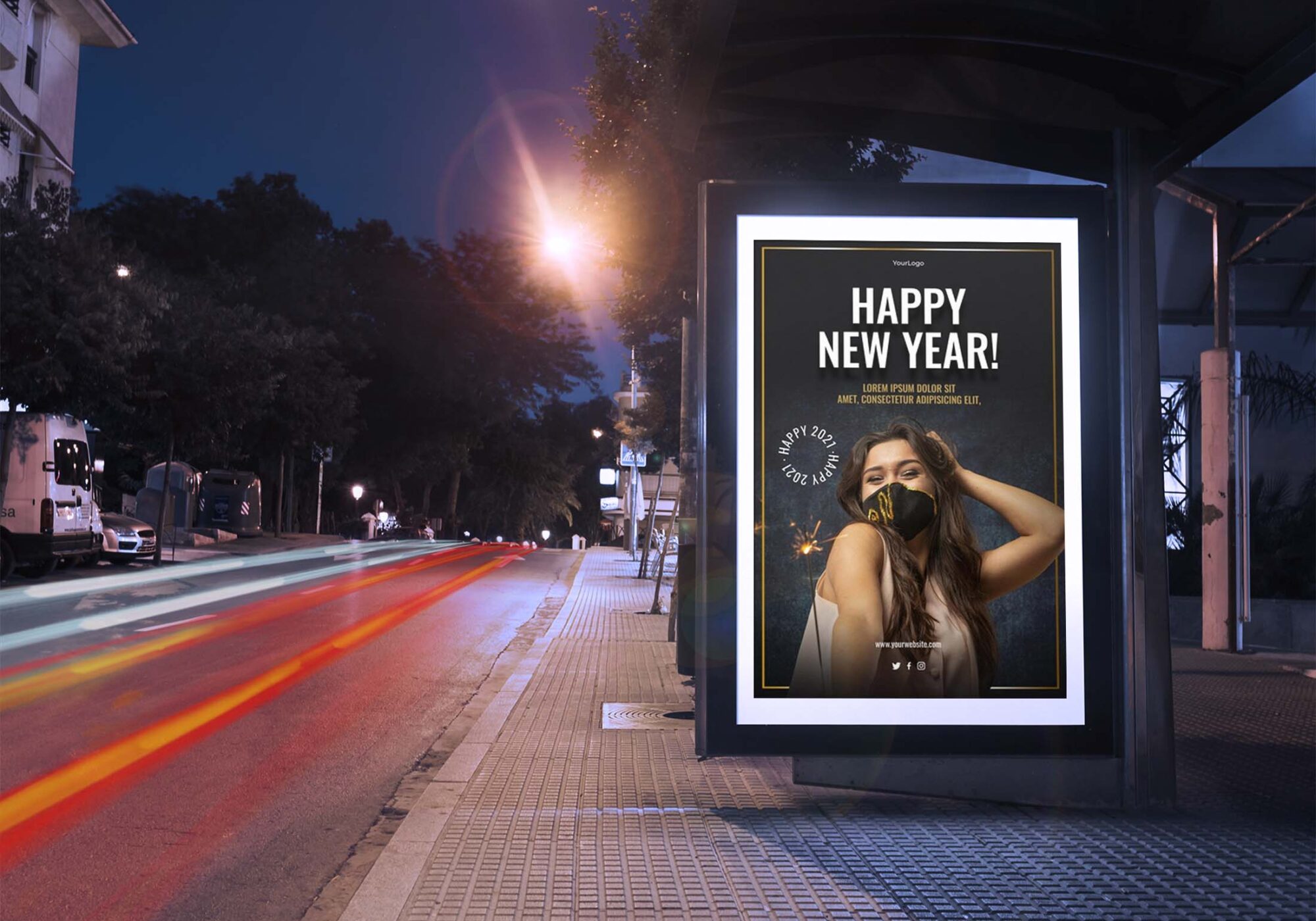 Free Road Poster Signage Mockup