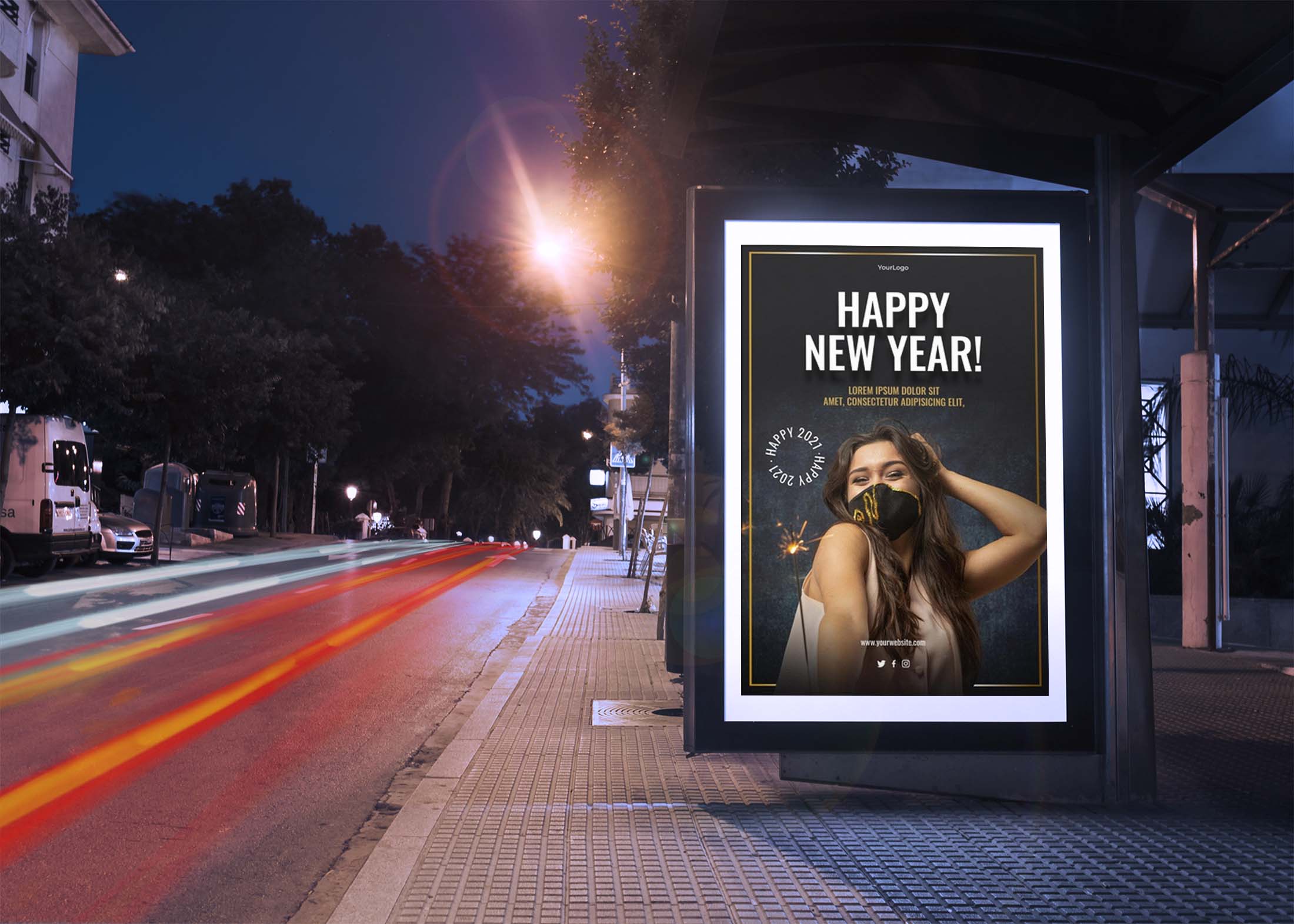 Free Road Poster Signage Mockup