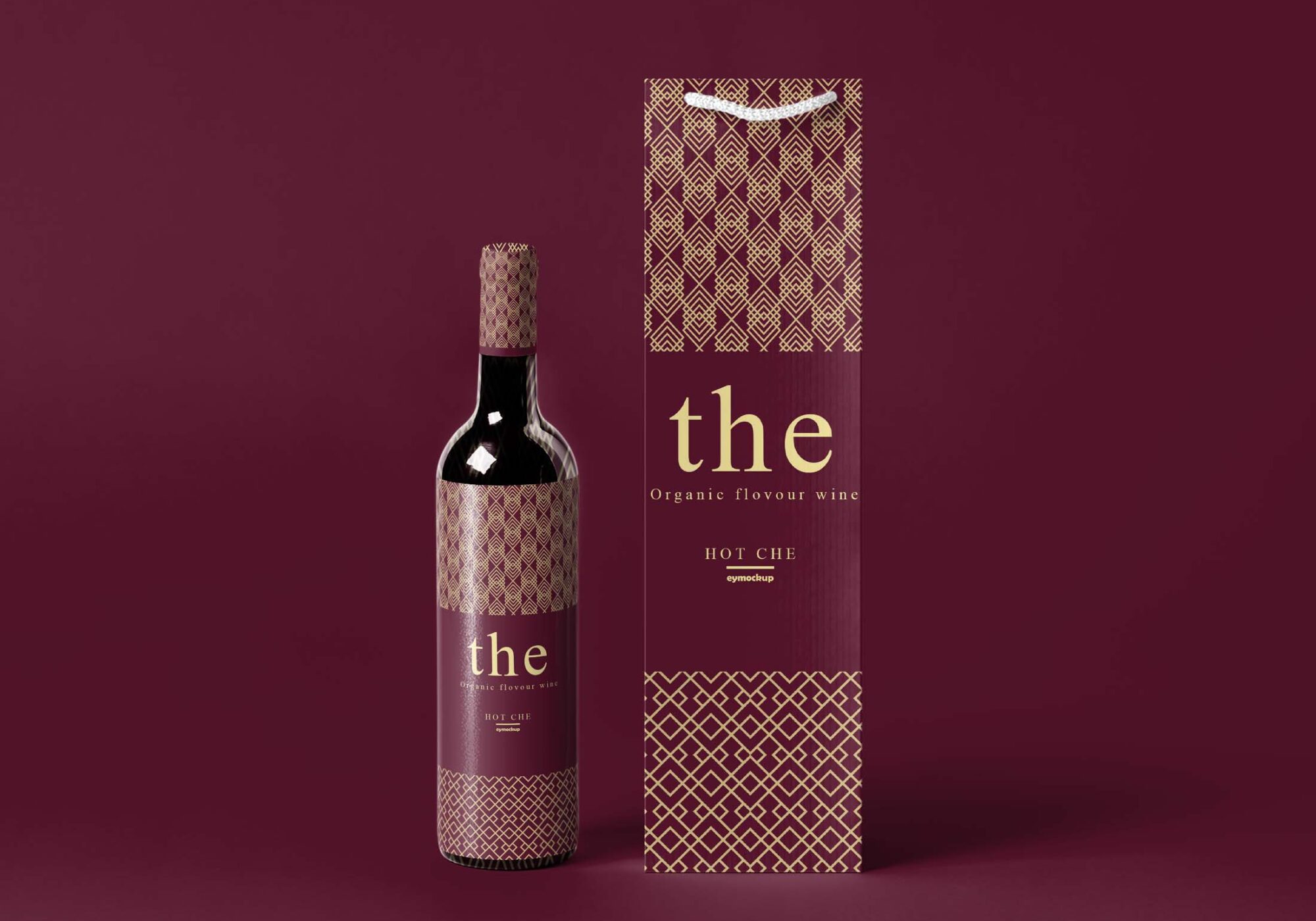 Free Packaging Wine Bottle Mockup