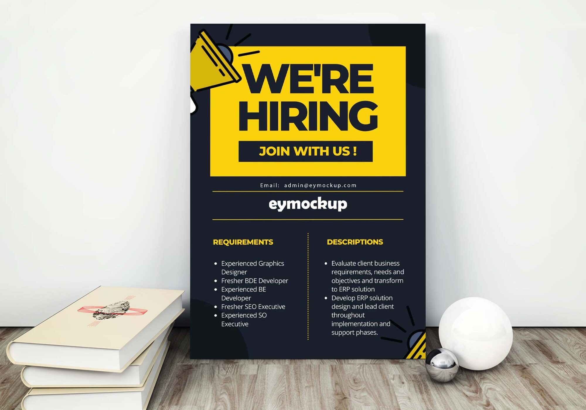 Free Descriptive Hiring Poster Mockup