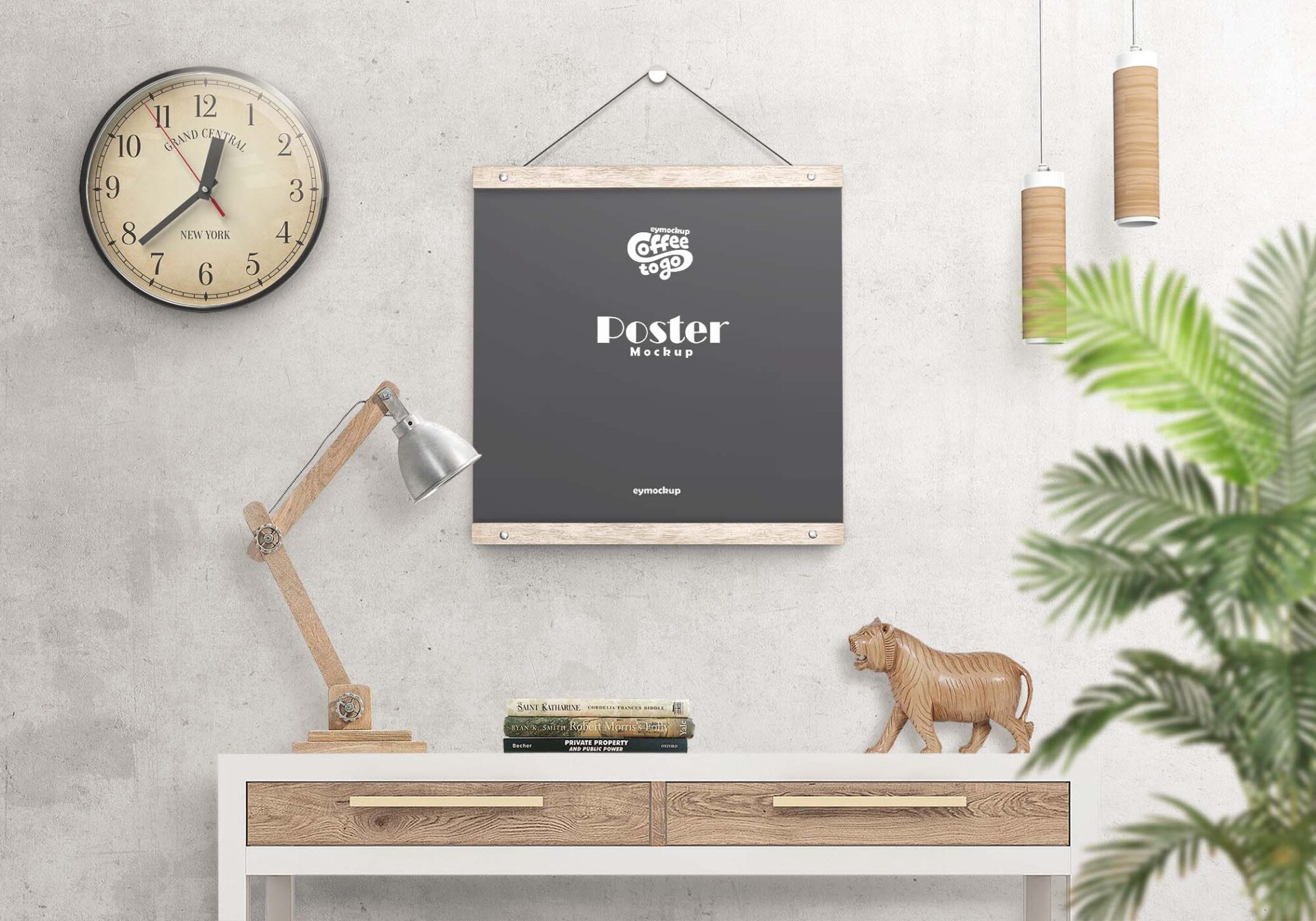 Free Wall Hanging Poster Mockup