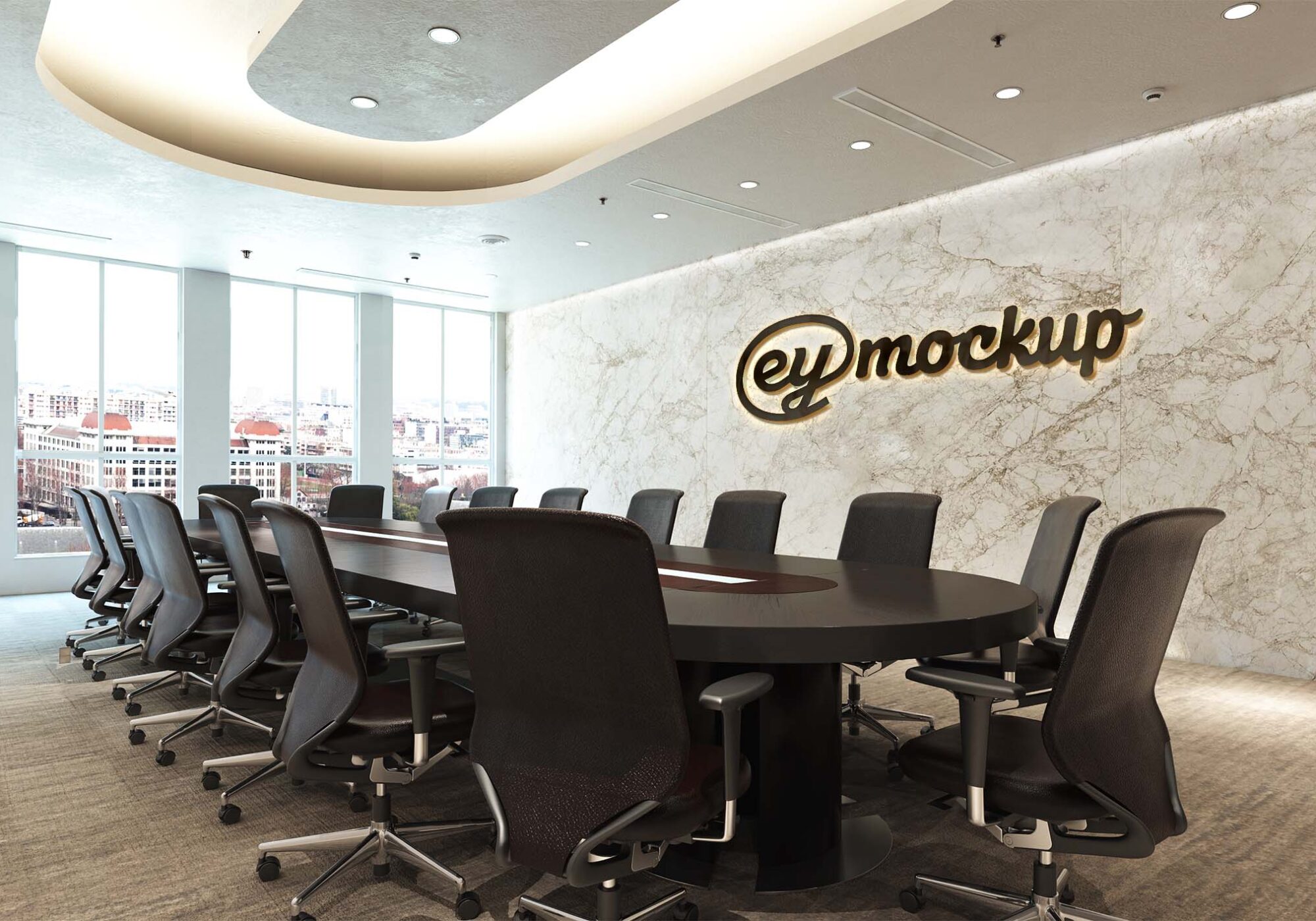Free Meeting Room Wall Logo Mockup