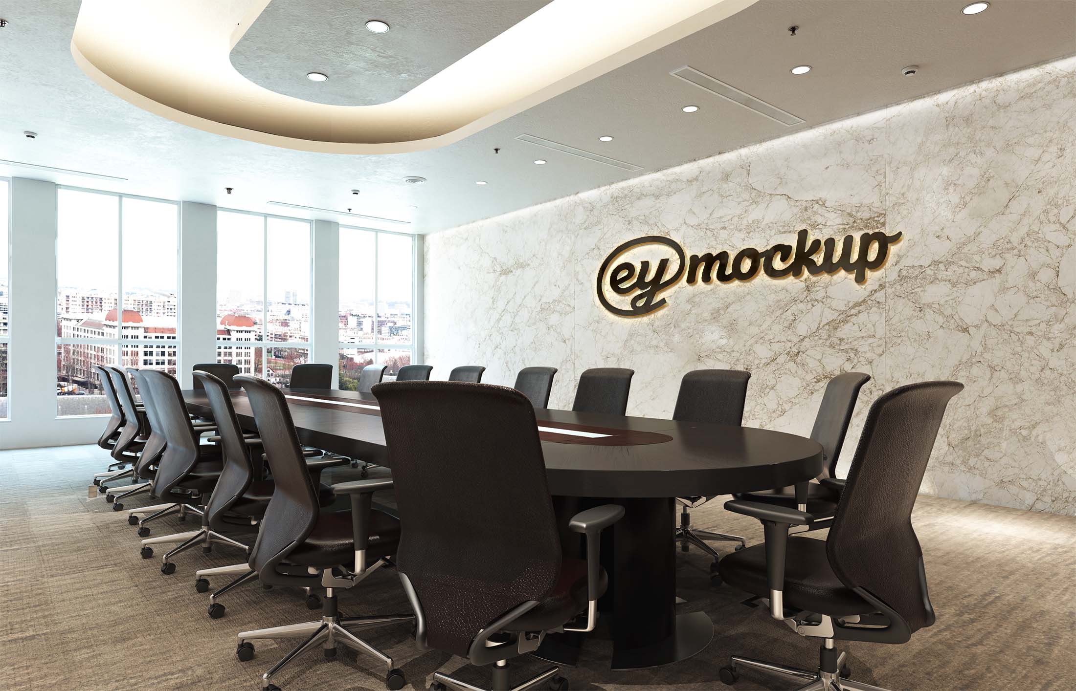 Free Meeting Room Wall Logo Mockup