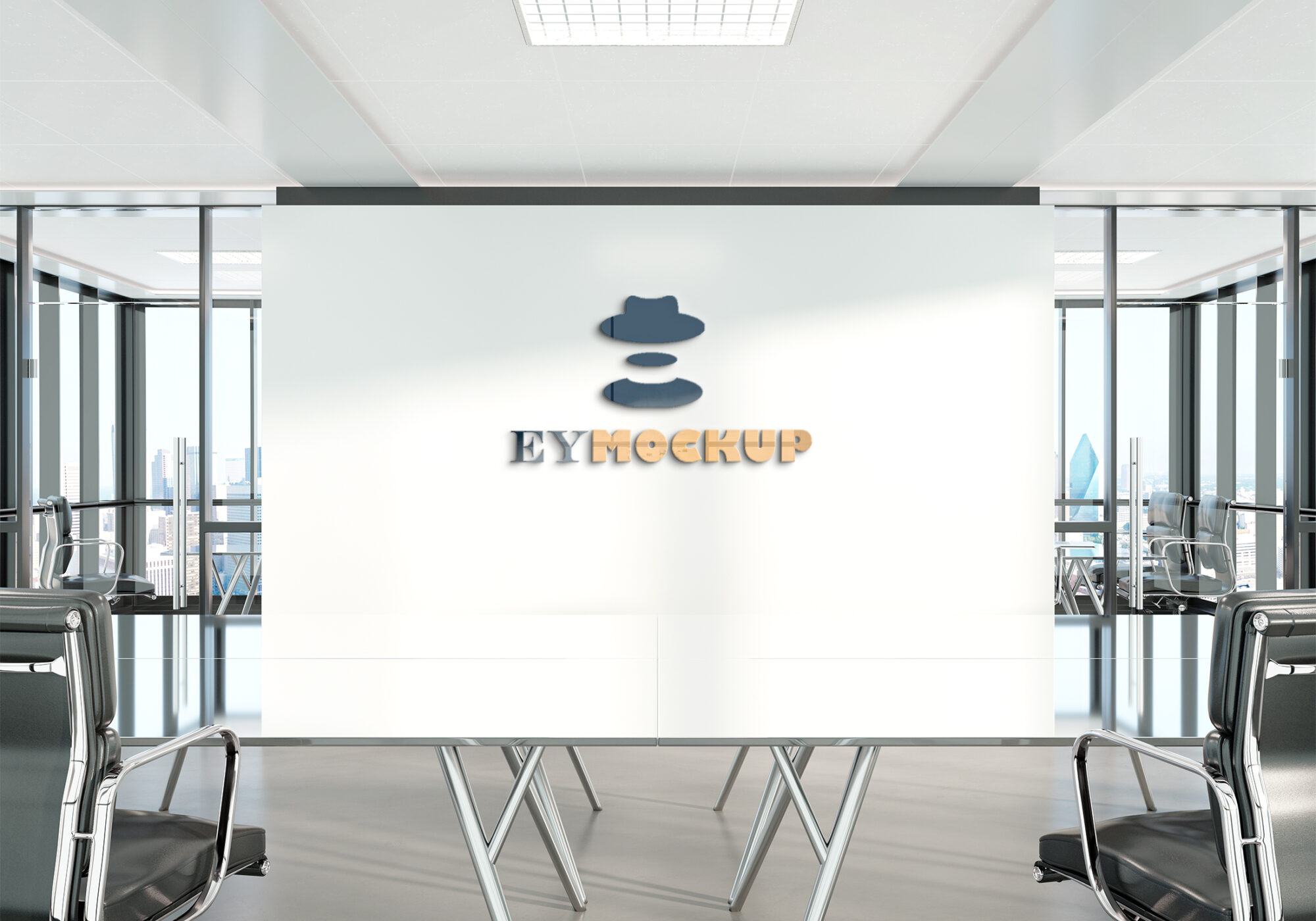 Logo on Office Wall Mockup