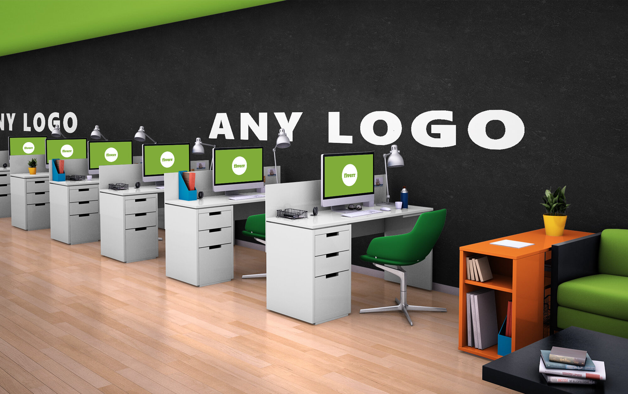 Office Working Room Logo Mockup