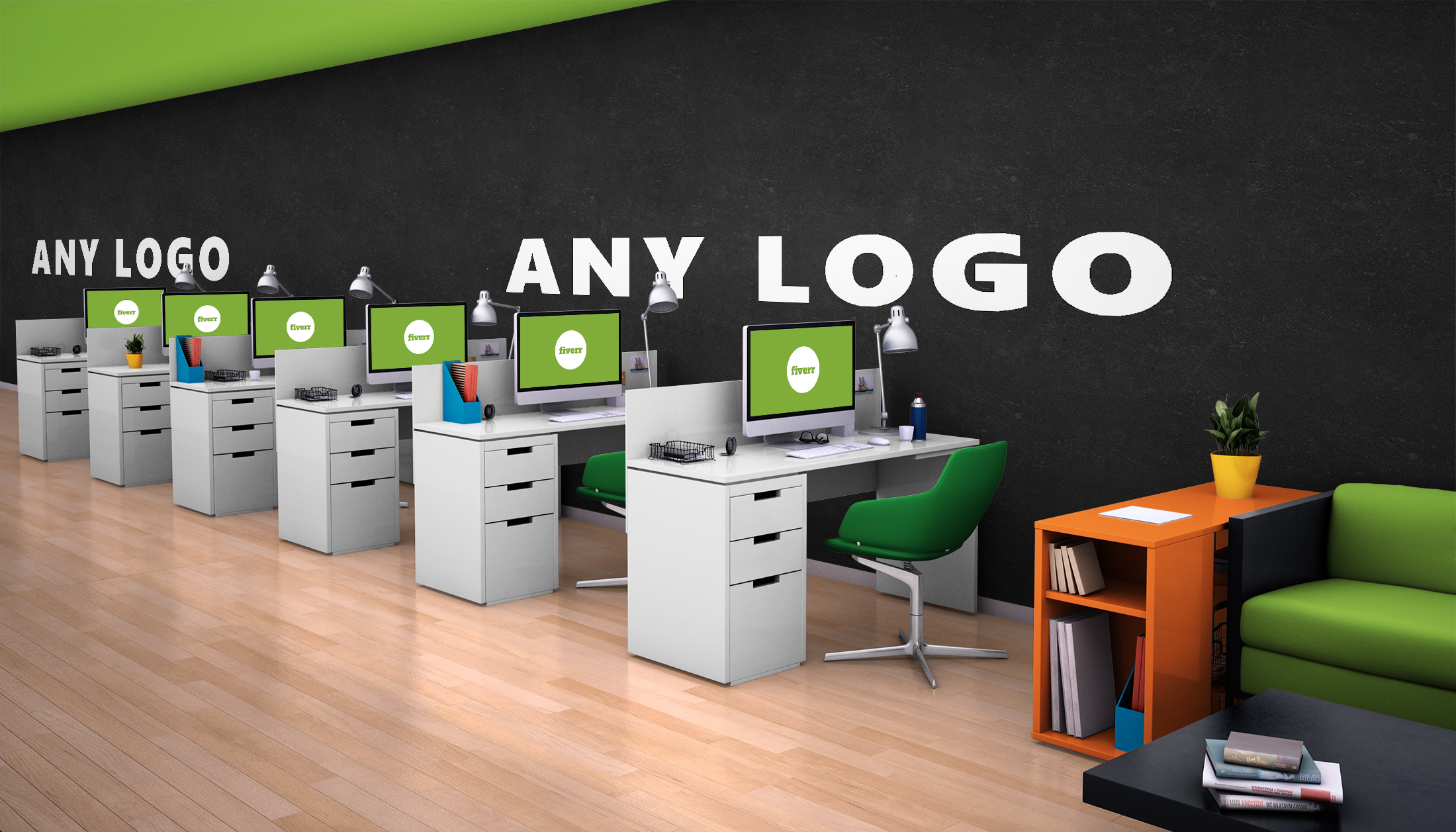 Office Working Room Logo Mockup