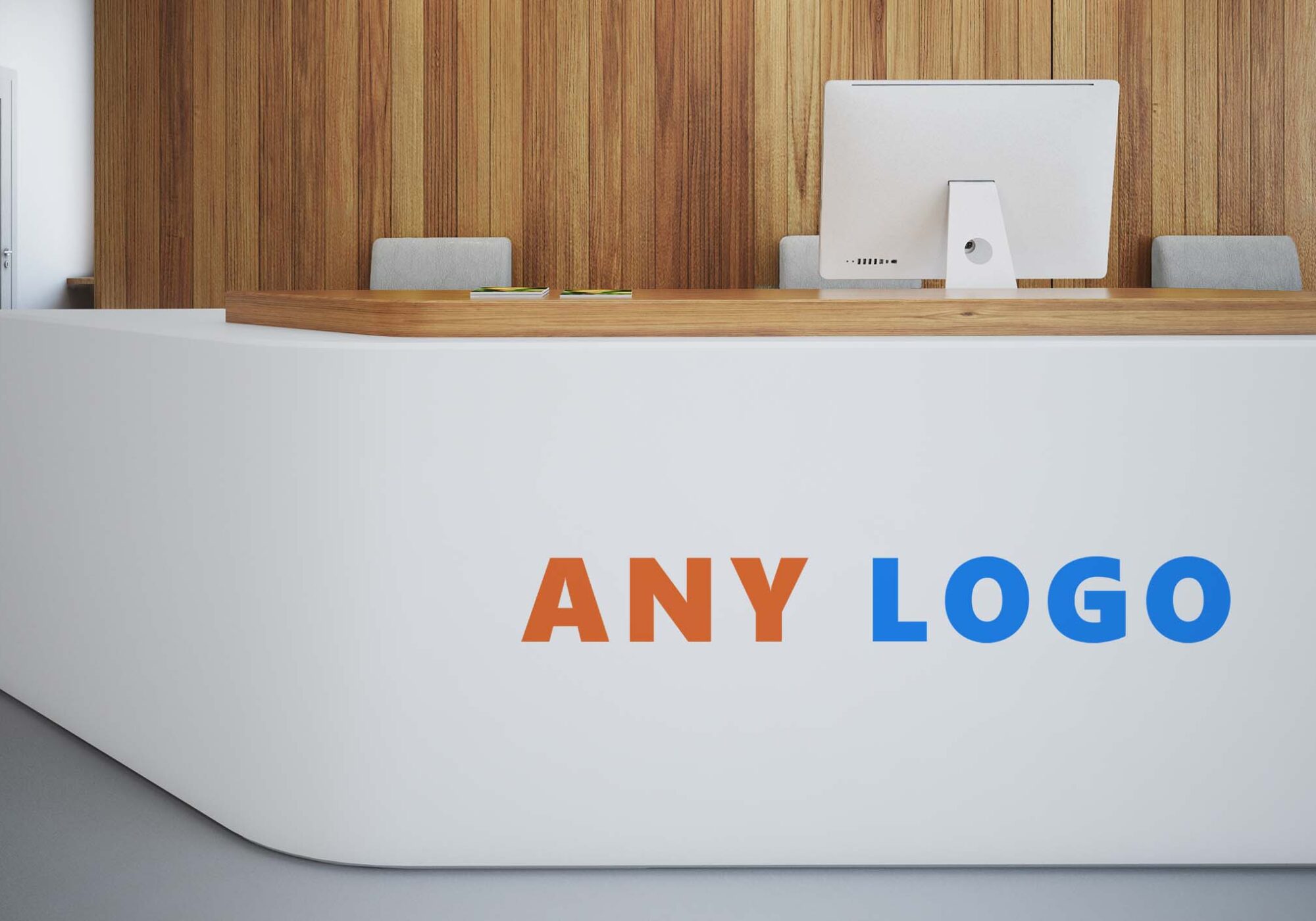 Free Reception Desk Logo Mockup