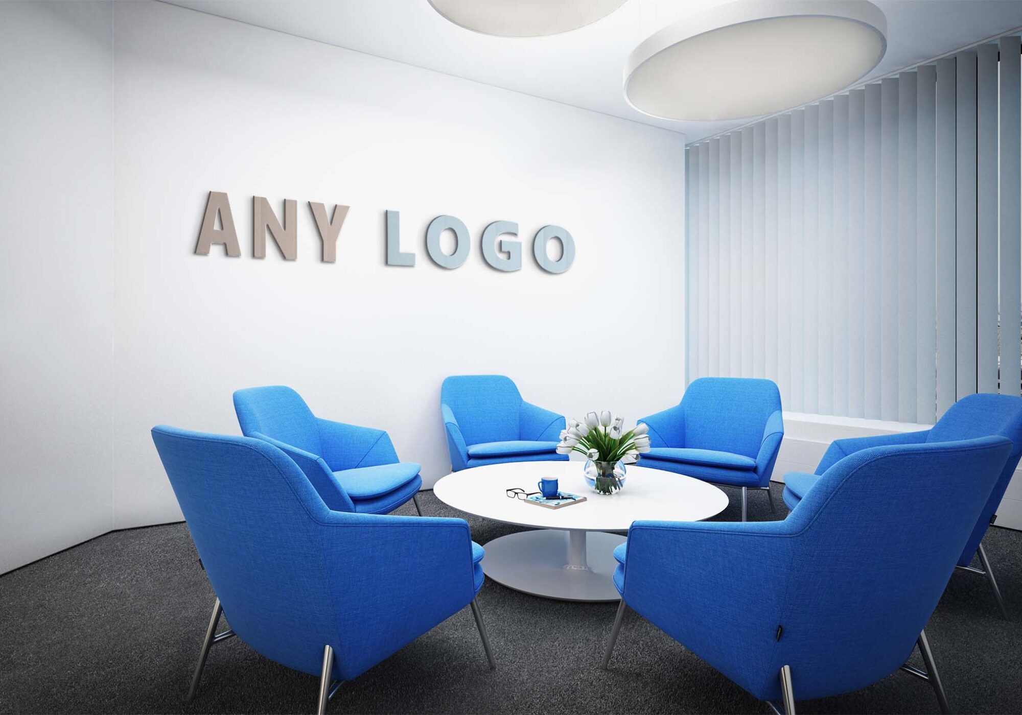 Round Table Meeting Wall Logo Mockup