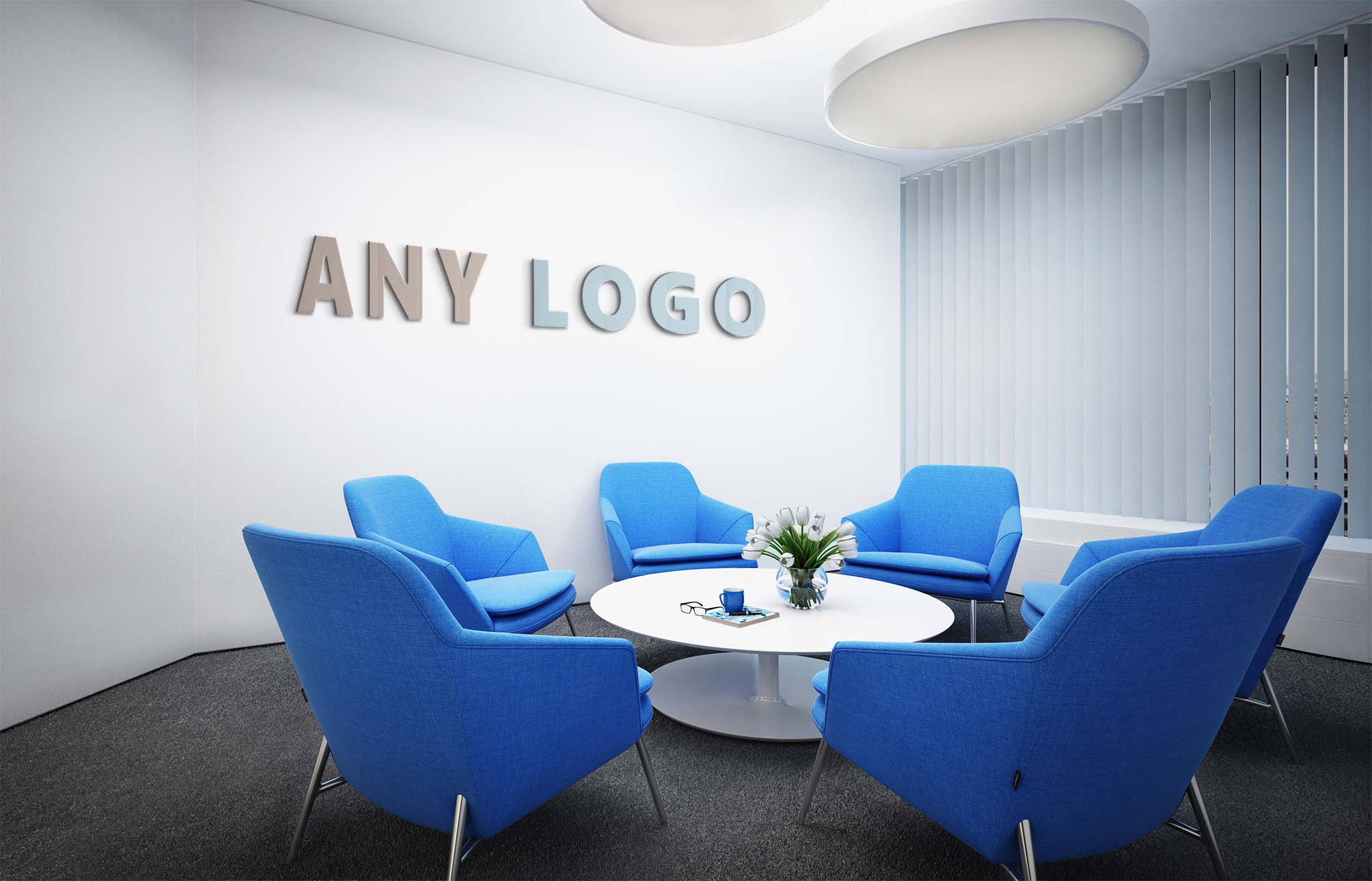 Round Table Meeting Wall Logo Mockup