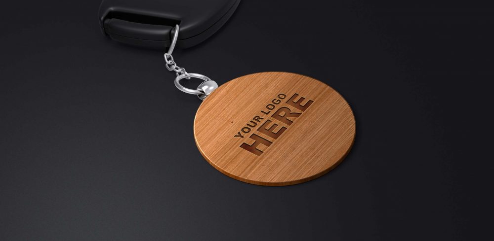 Wood Keychain Mockup