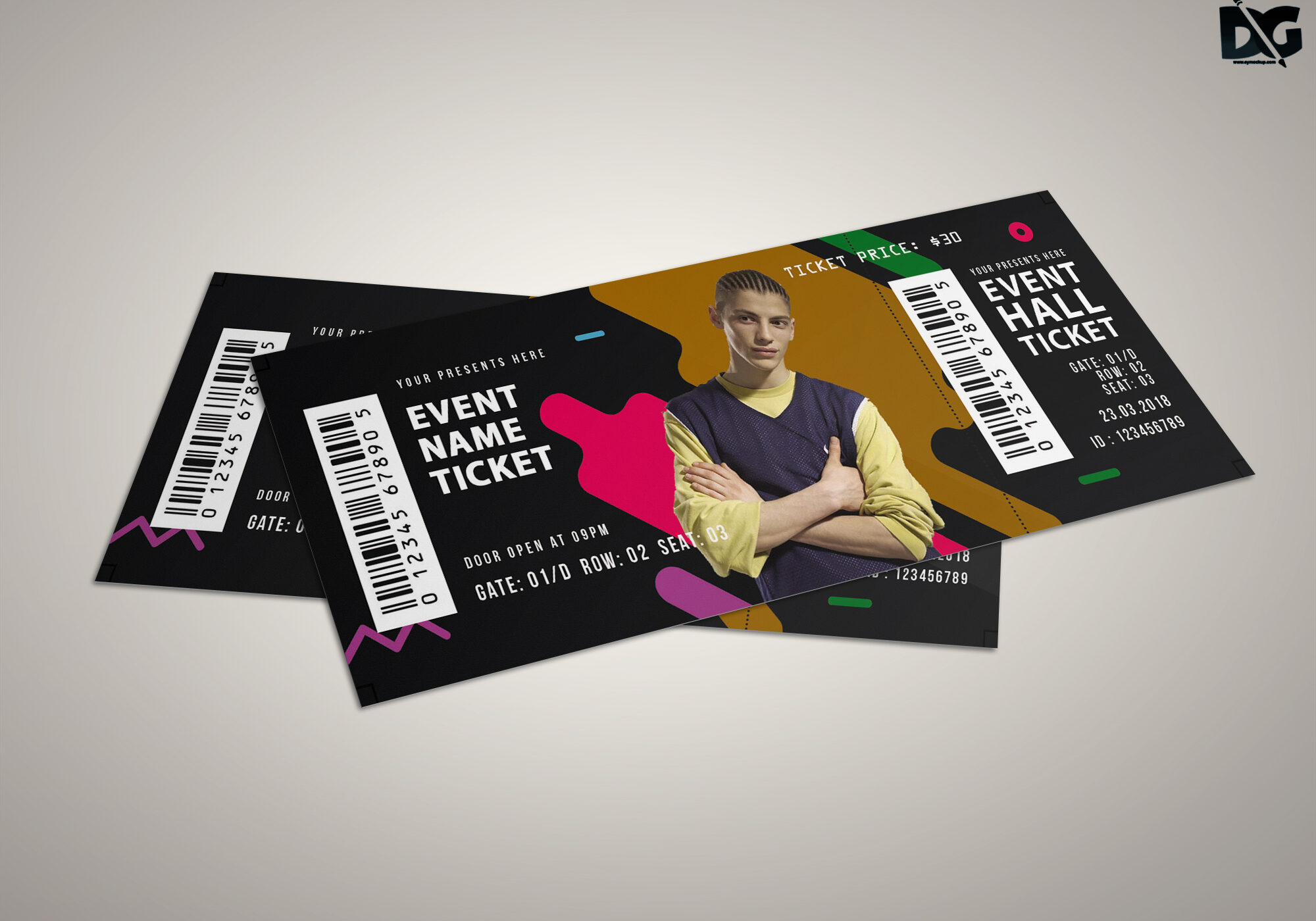 Free Event Hall Ticket PSD Template