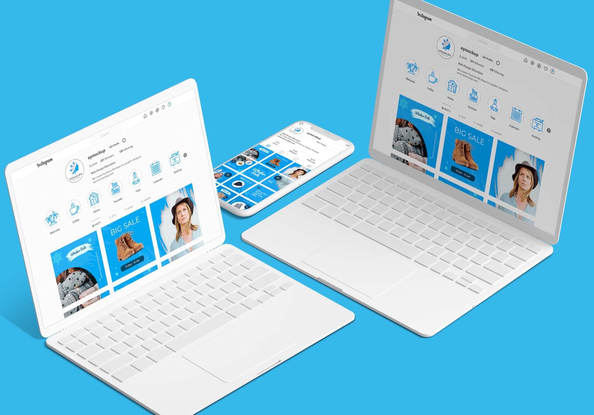 Free Two Laptop Website Mockup