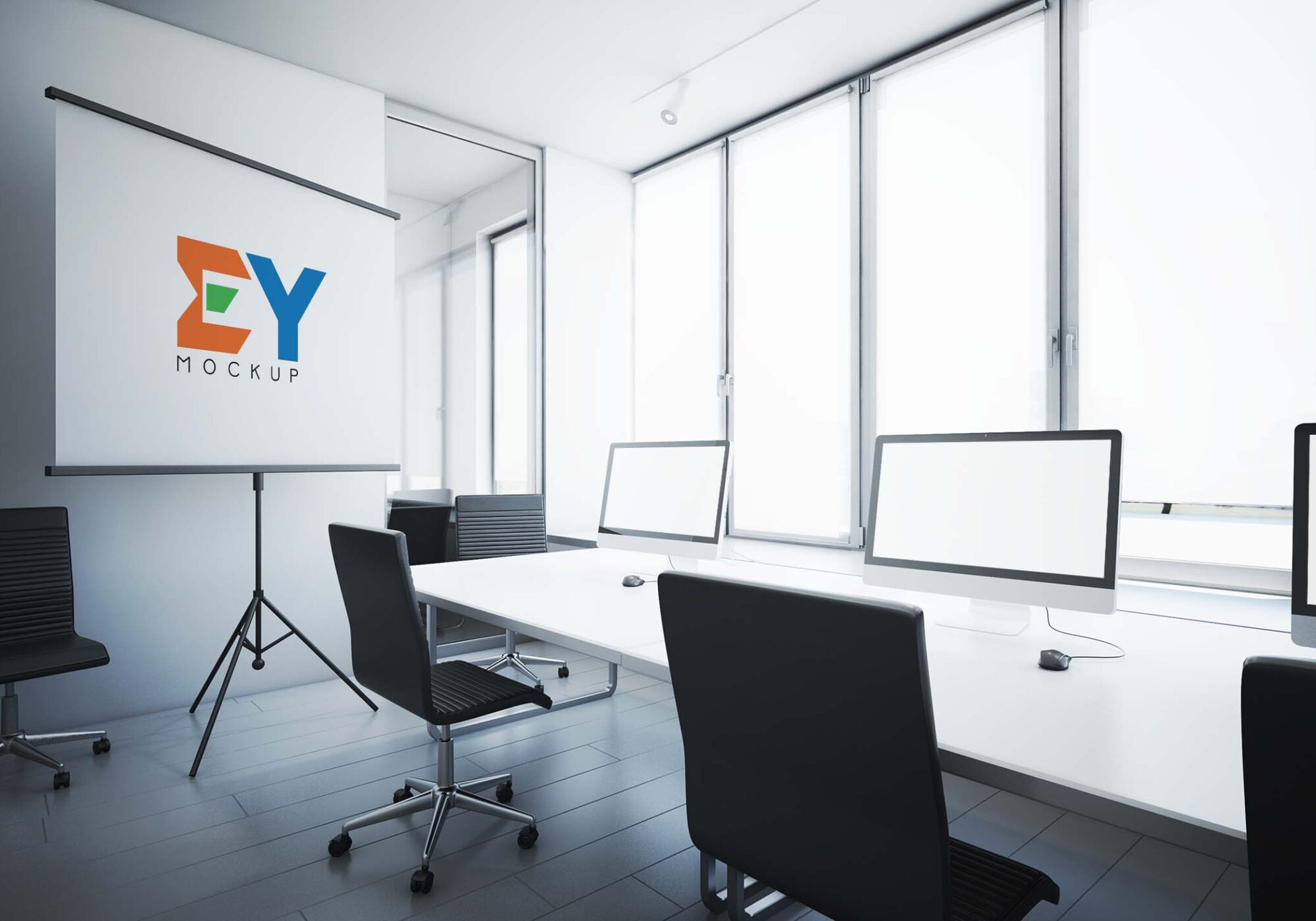 Free Meeting Desk Office Mockup