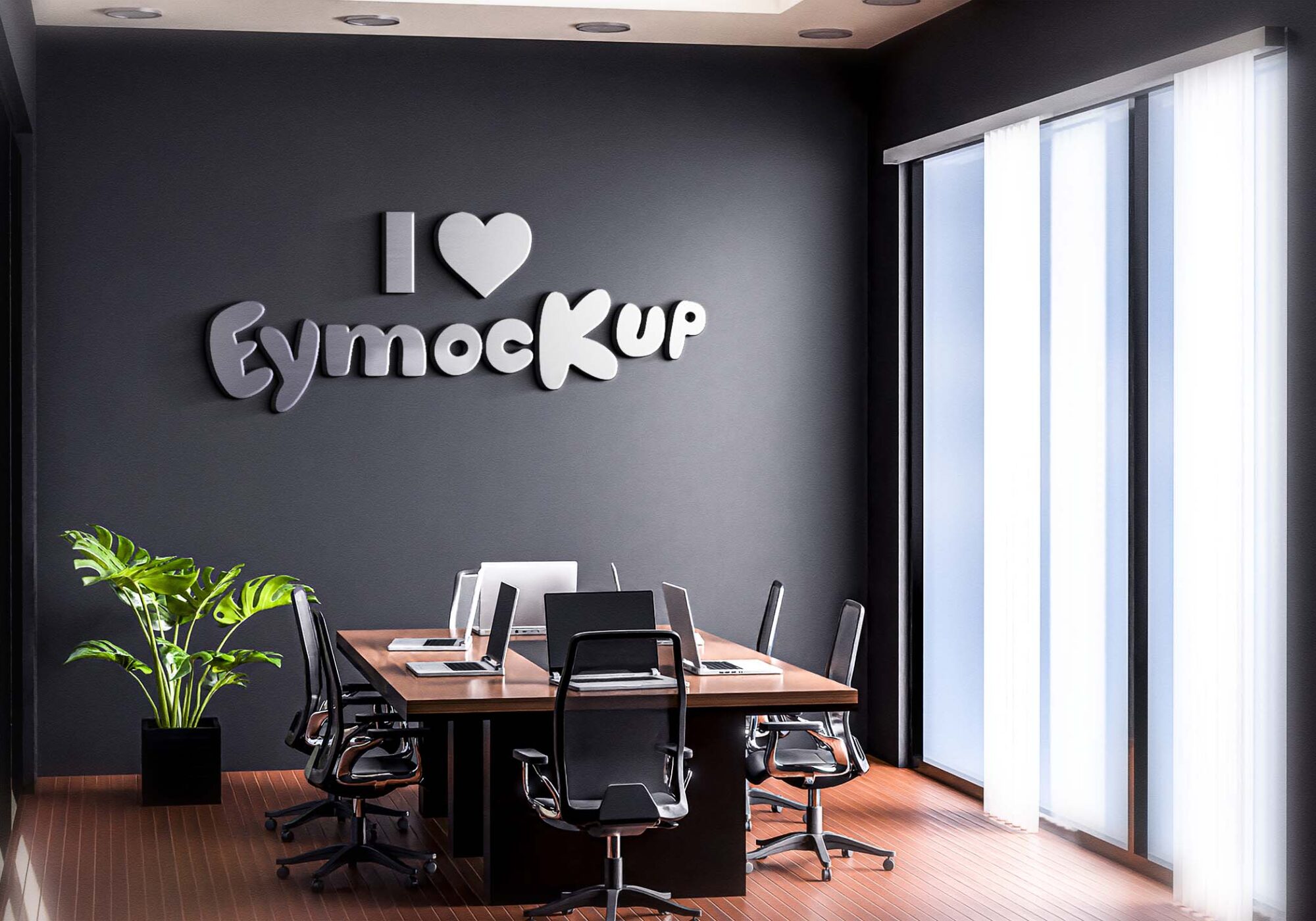 Free Office Black Wall Logo Mockup