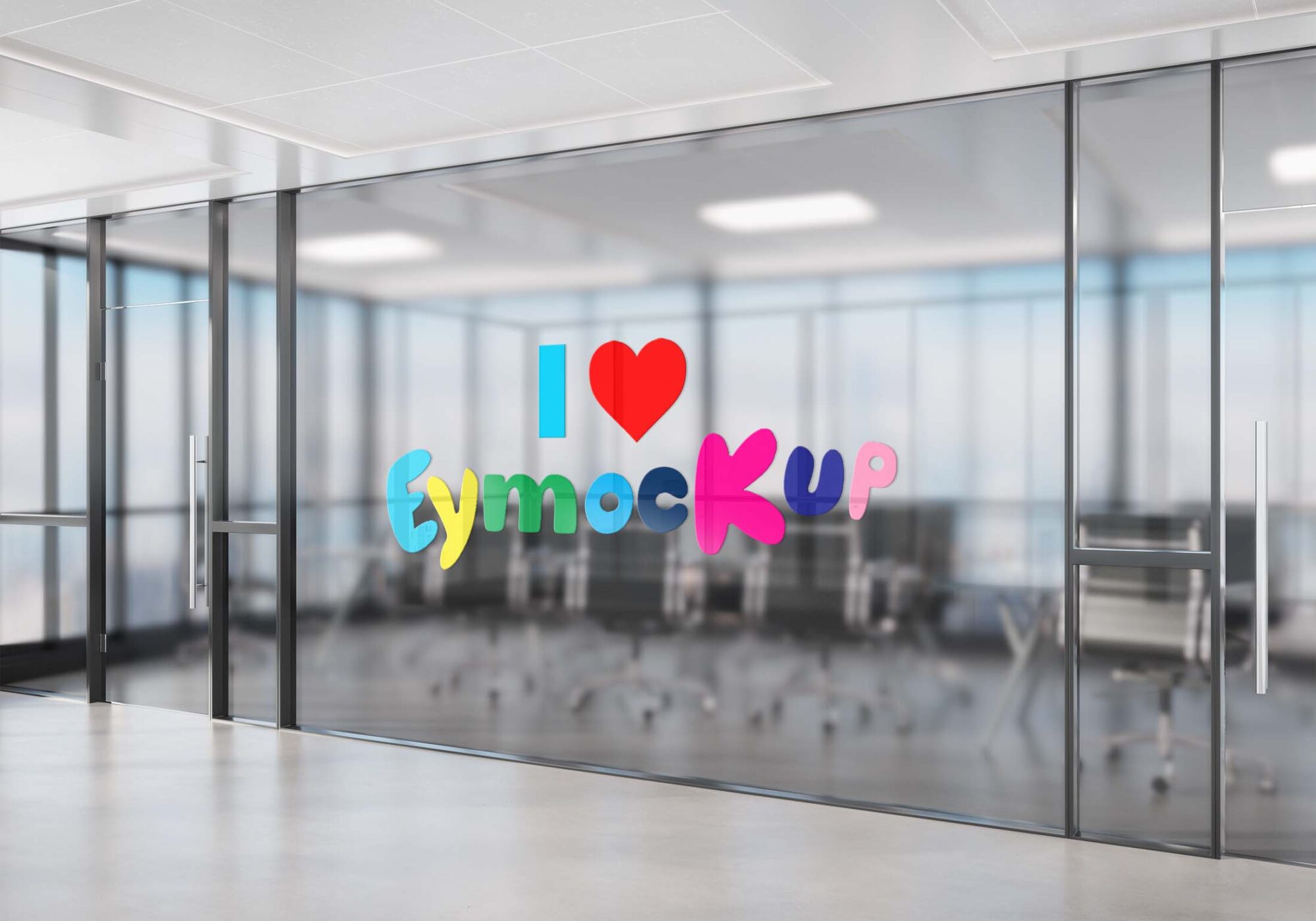 Free Glass Office Wall Logo Mockup