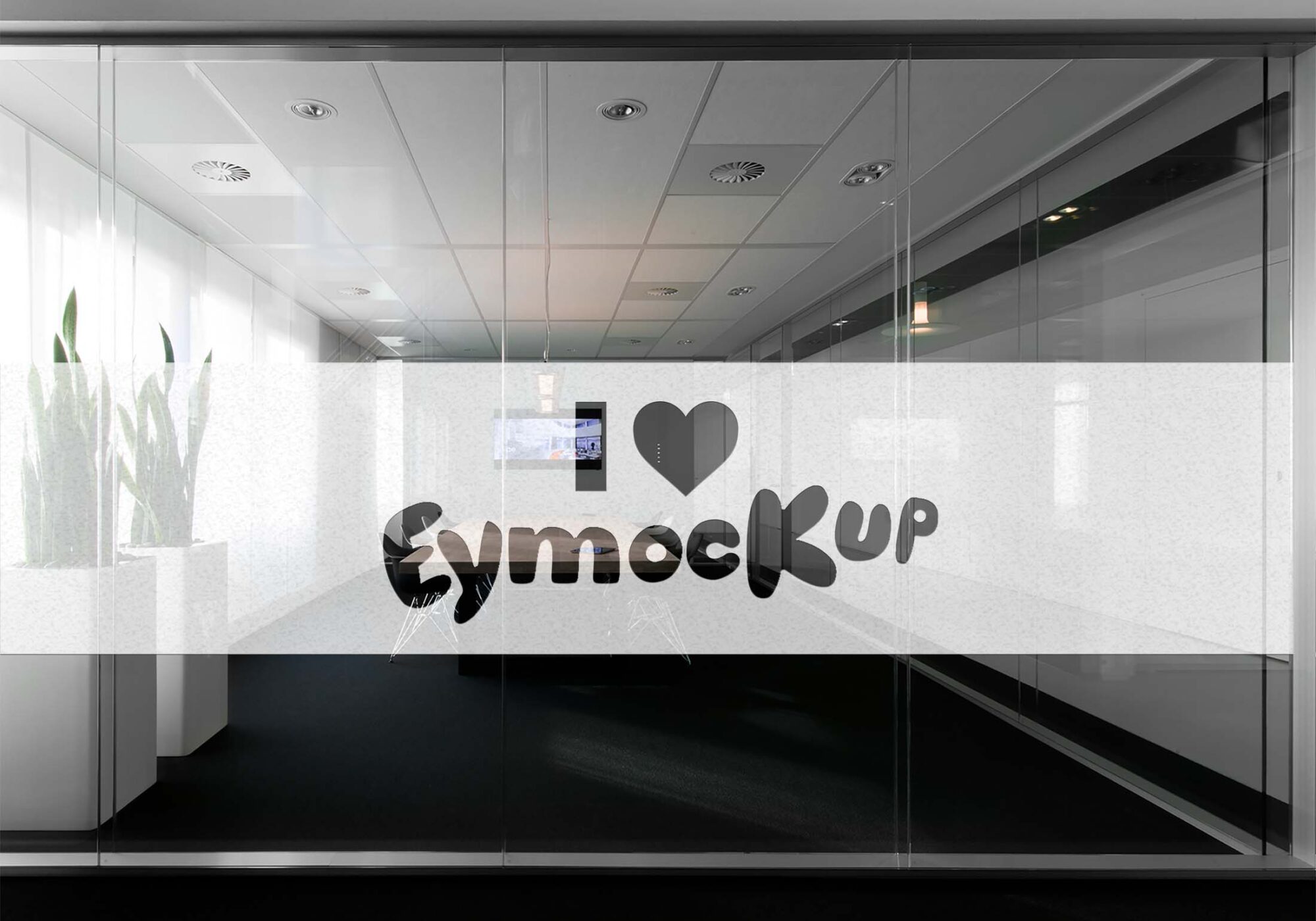 Free Window Glass Panel Logo Mockup