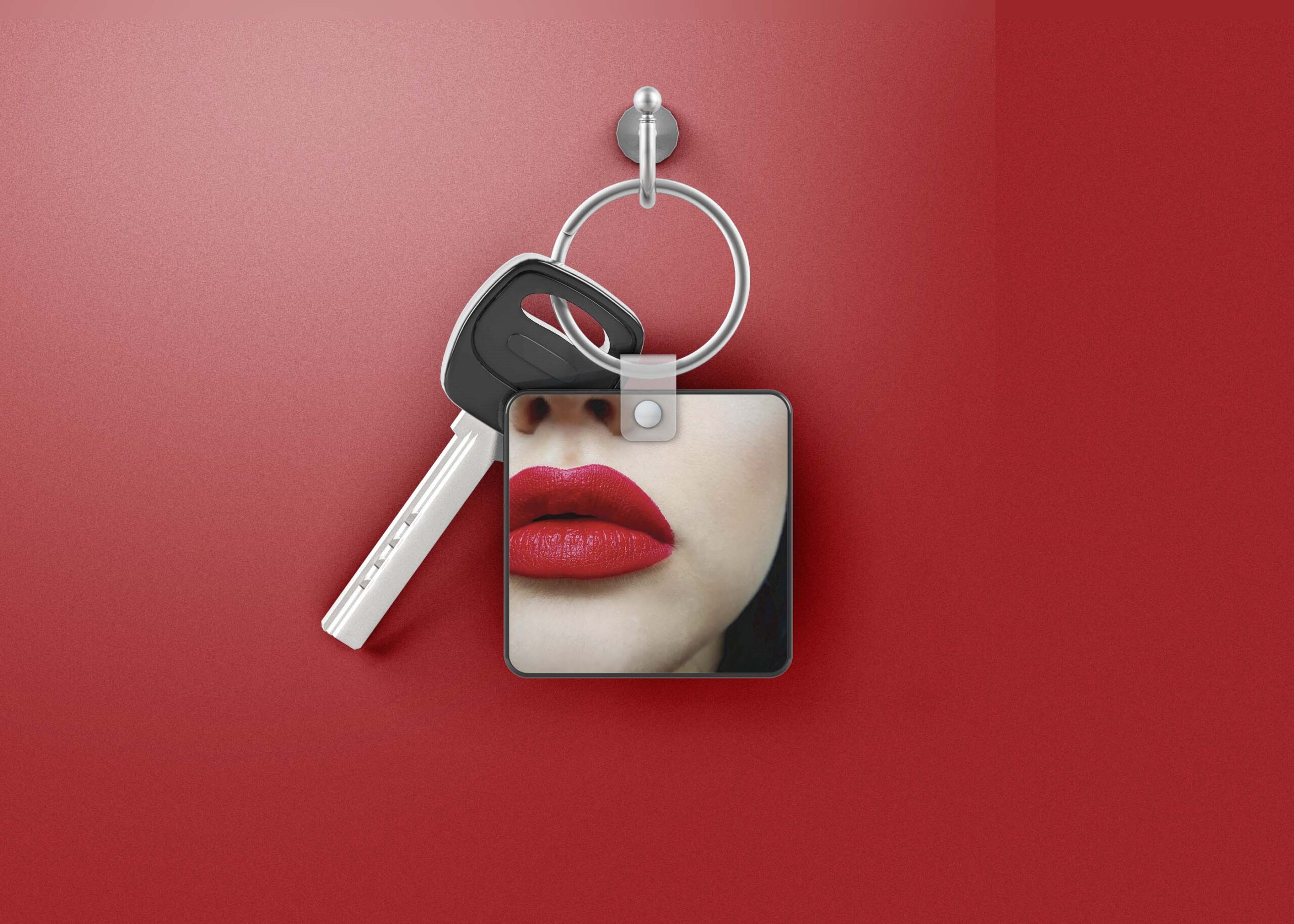 Free Square Keychain Mockup Download