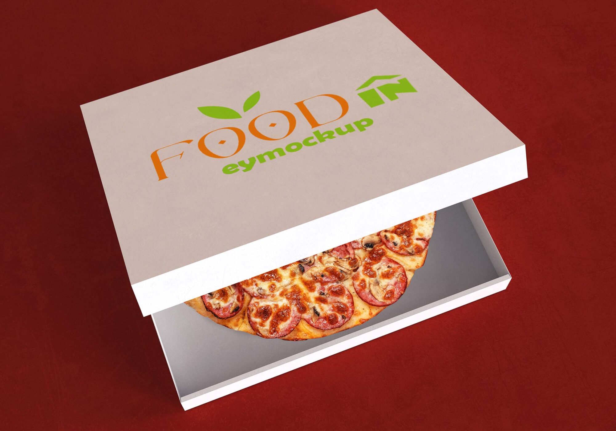 Custom Pizza Box Branding Mockup Download