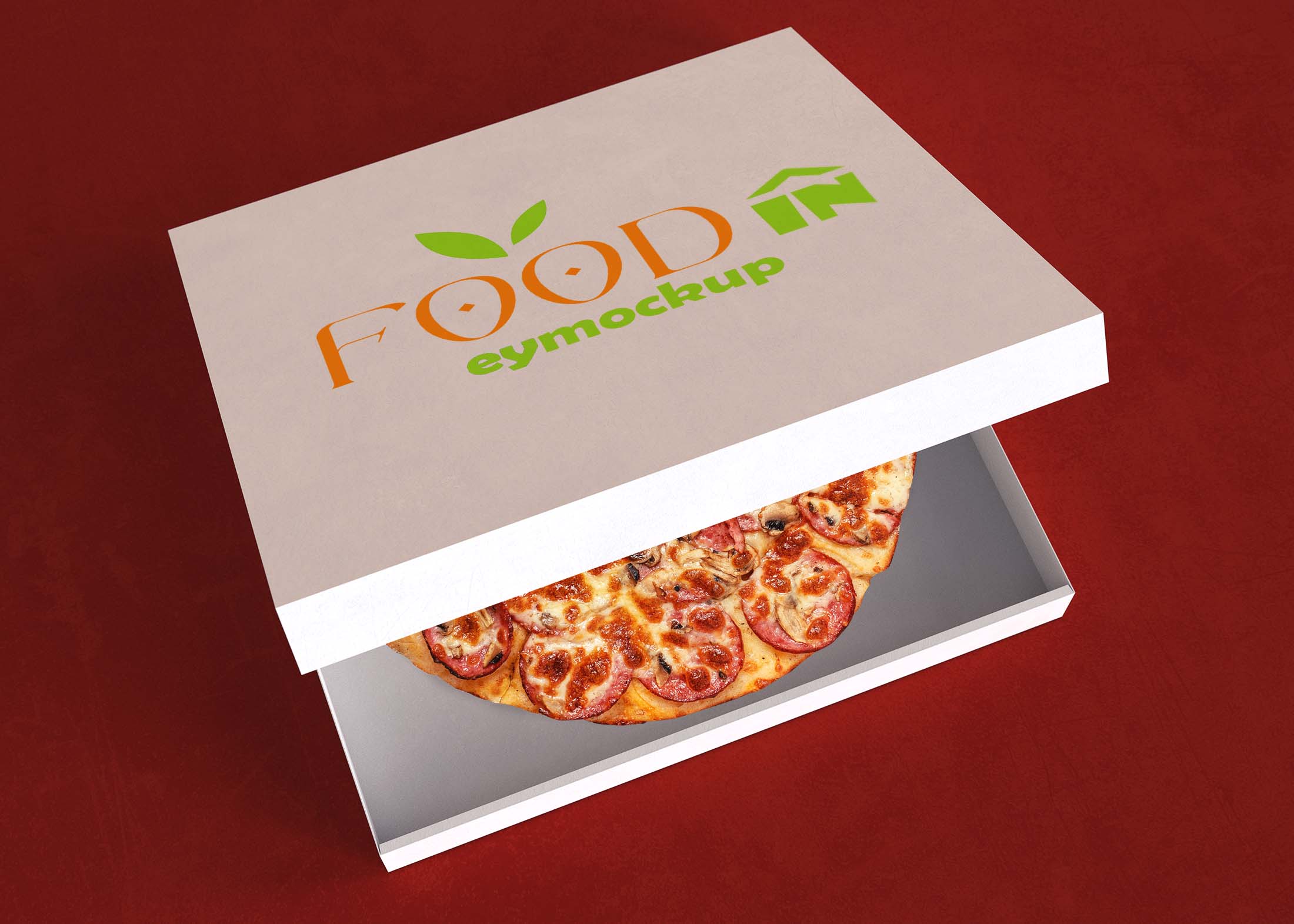 Custom Pizza Box Branding Mockup Download