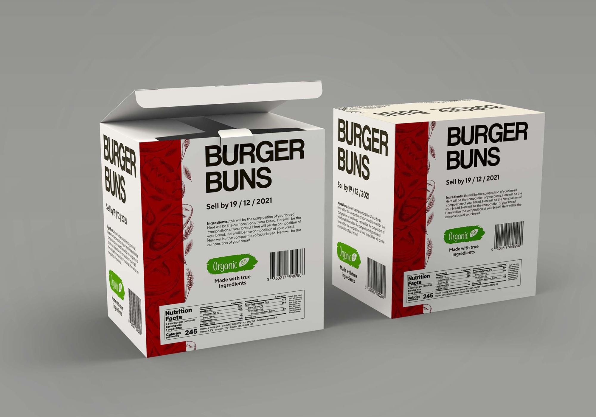 Free Buns Box Packaging Mockup Download