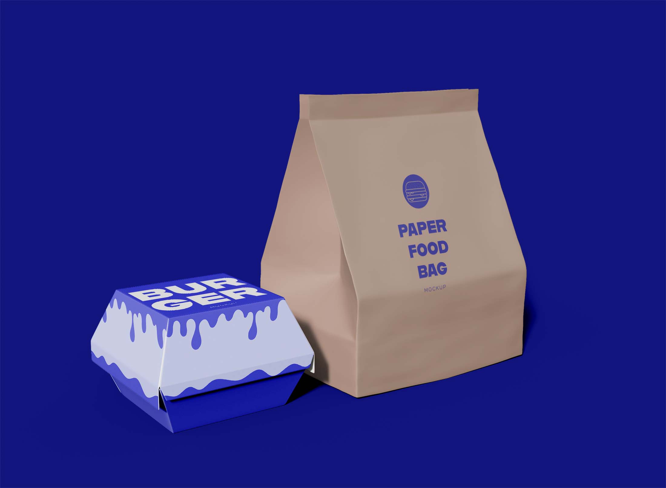 Downloadable Burger Packaging Mockup Free