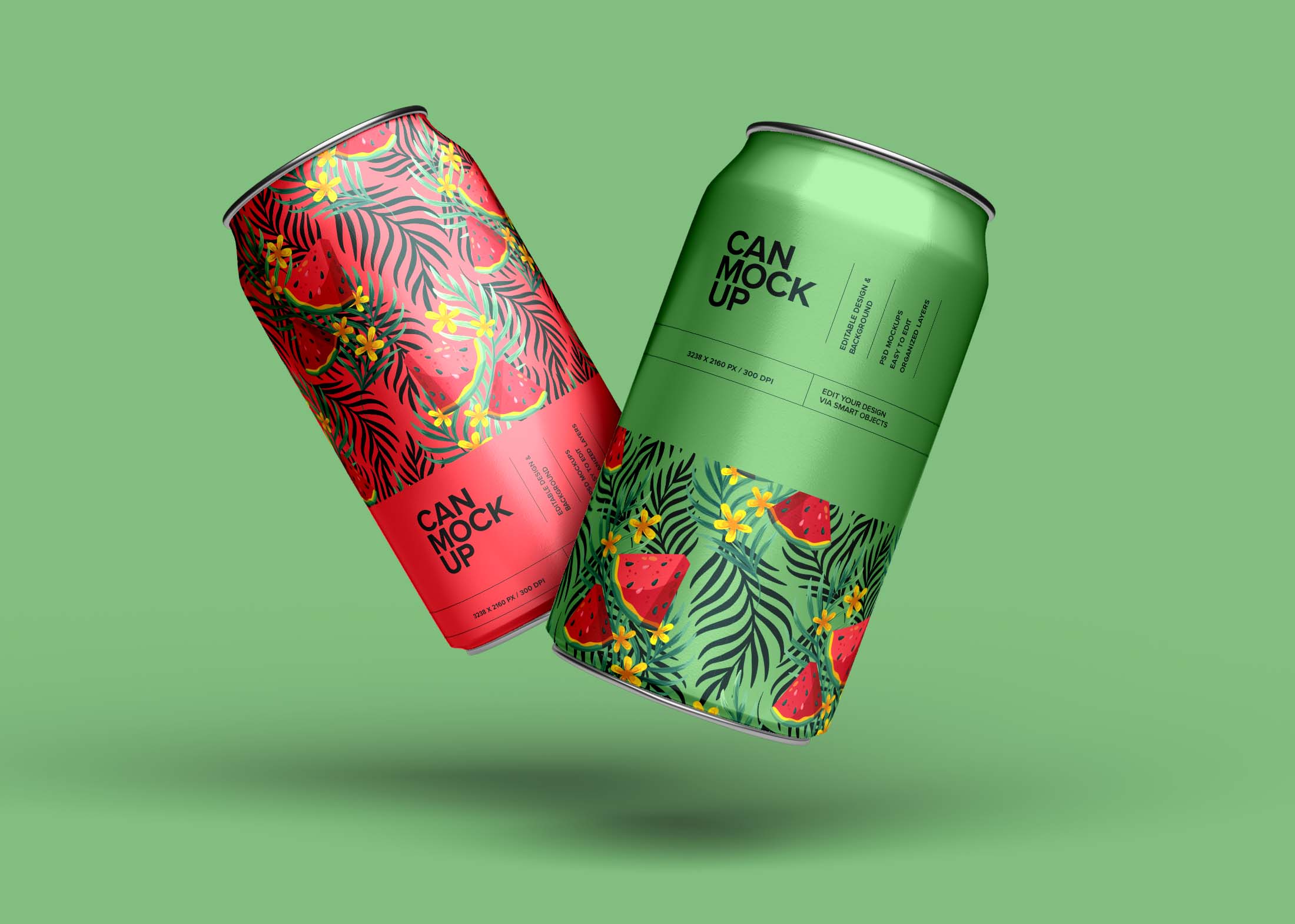 Realistic Redbull Juice Can Mockup