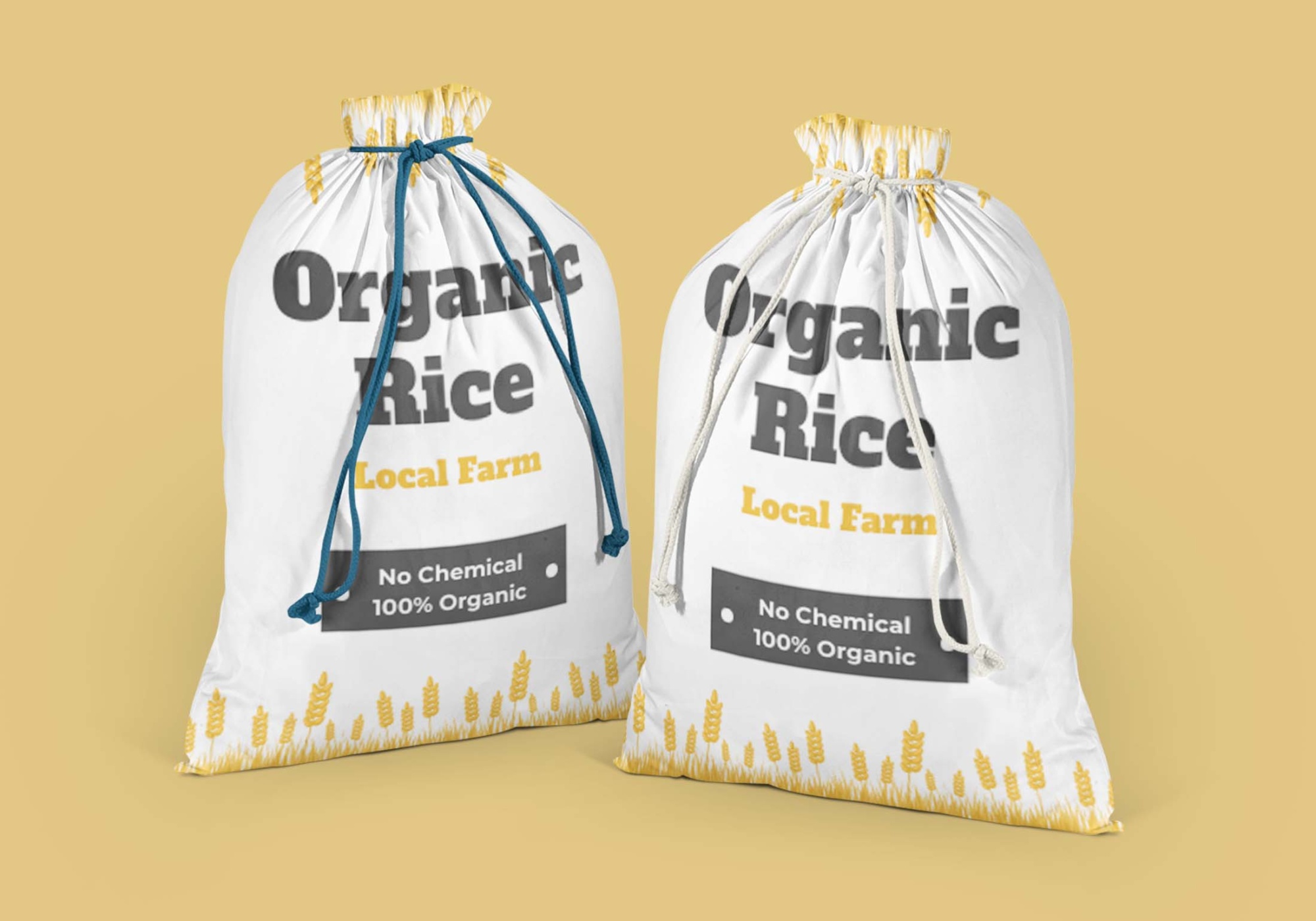 Realistic Rice Sack Bag Mockup